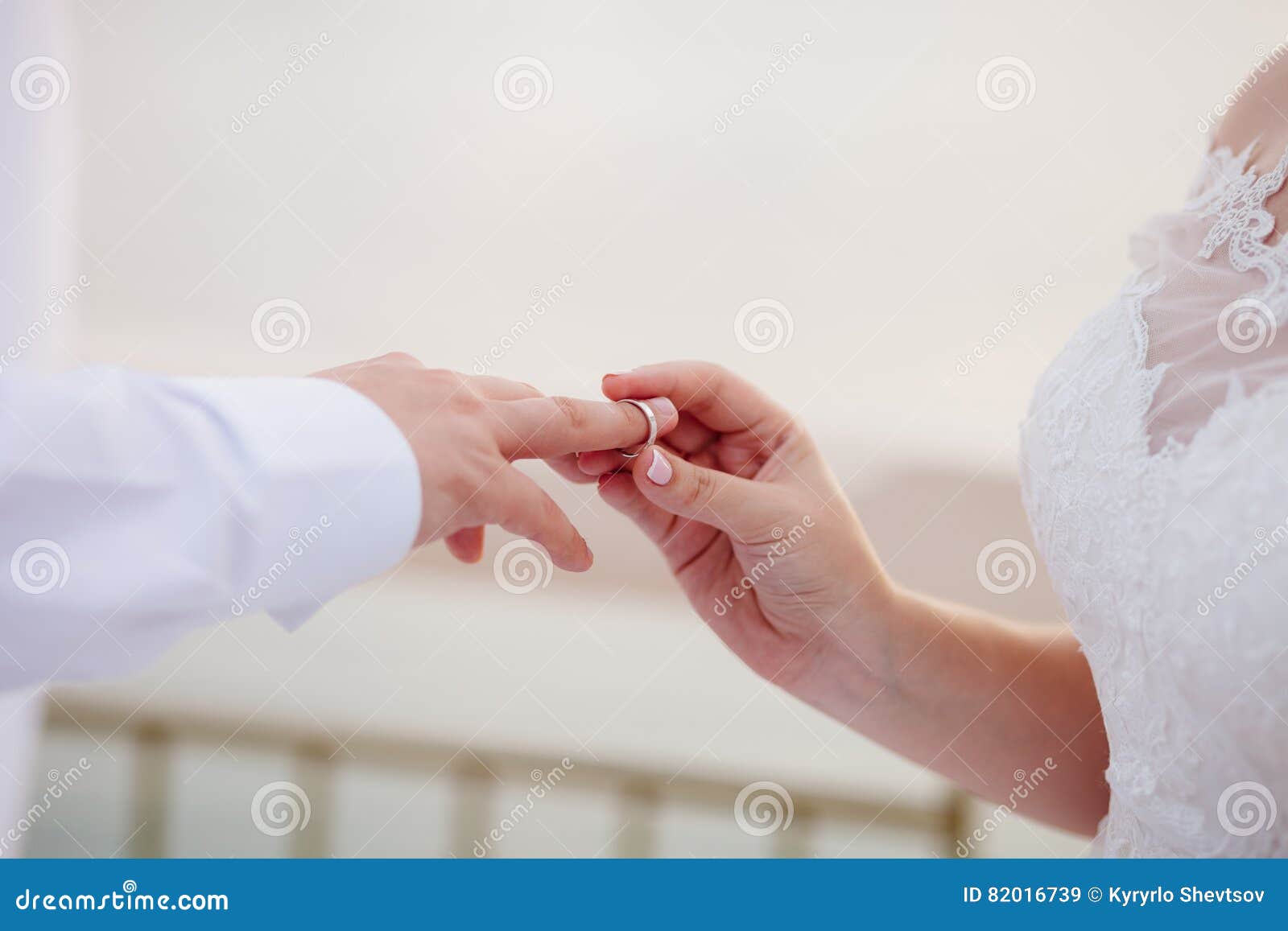 Wearing Wedding Ring Ceremony Stock Image - Image of celebration ...