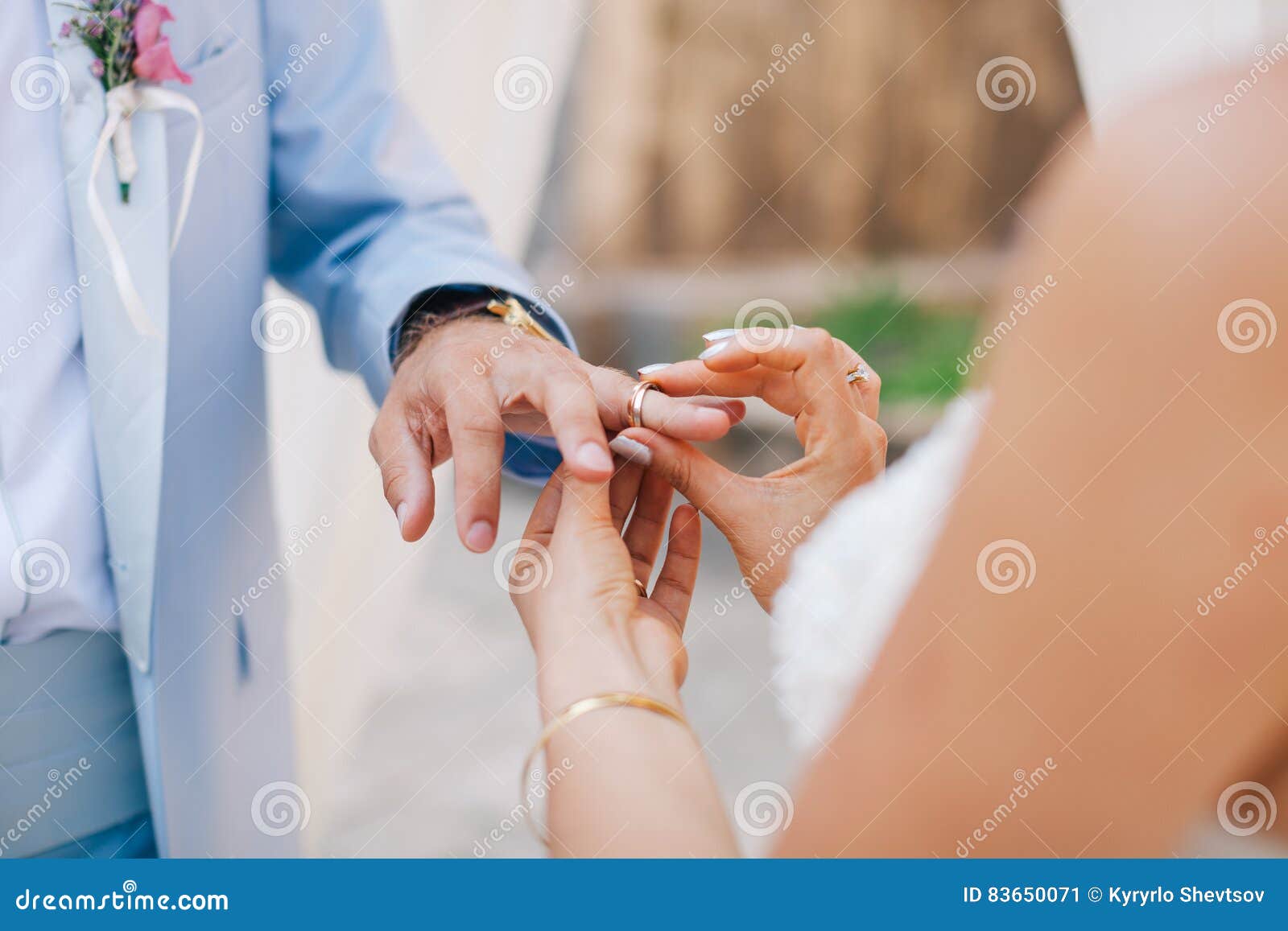 Wearing Wedding Ring Ceremony Stock Image - Image of celebration ...