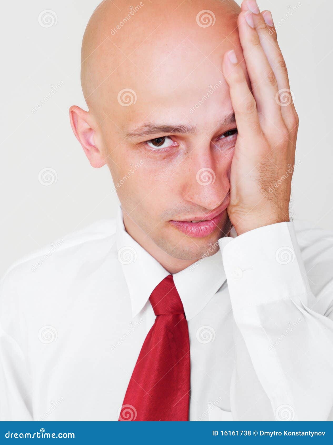 Weary Businessman Over Grey Background Stock Photo - Image of manager ...