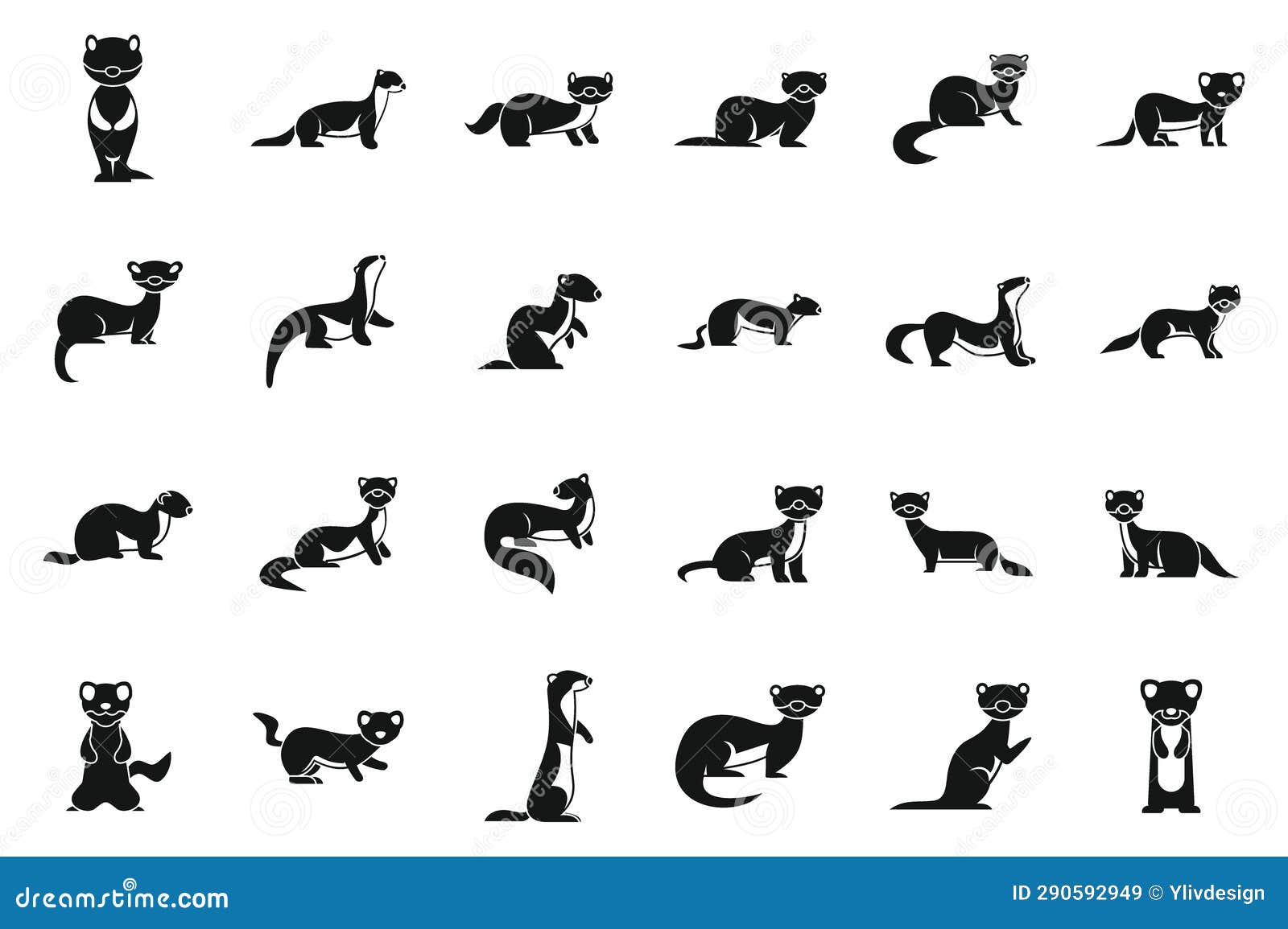 Weasel Icons Set Simple Vector. Ermine Animal Stock Vector ...