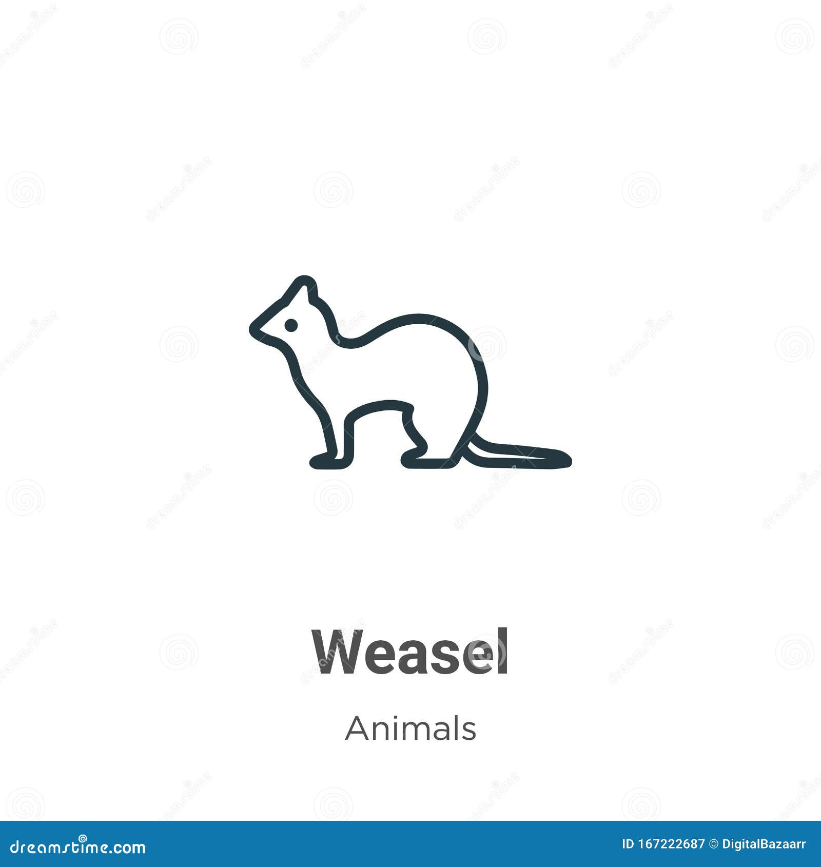 Weasel Outline Vector Icon. Thin Line Black Weasel Icon, Flat Vector ...