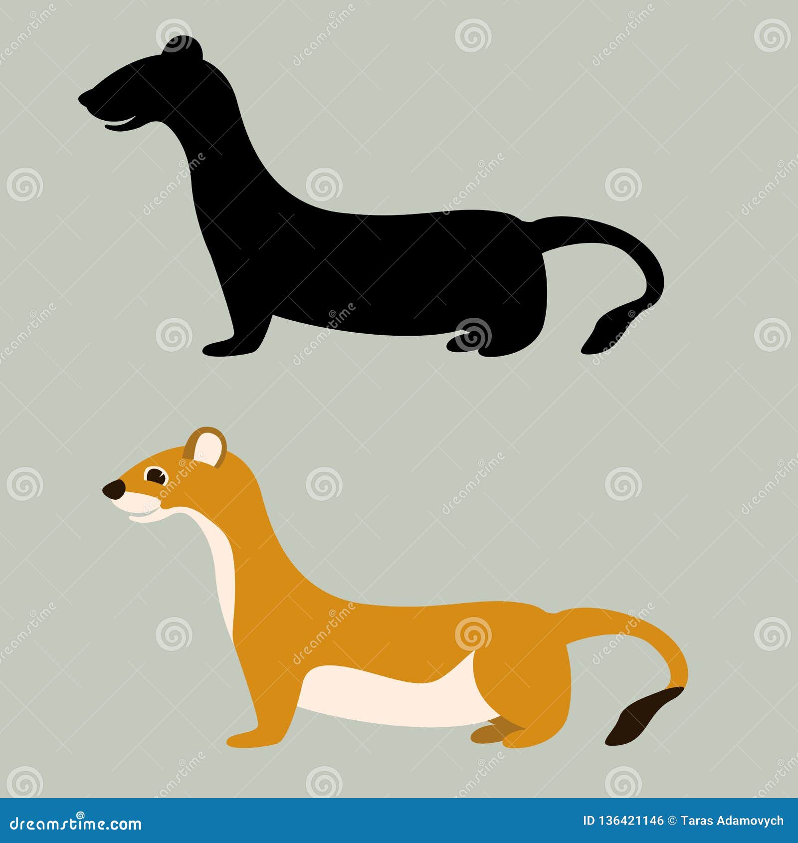Weasel Vector Illustration, Flat Style, Black Silhouette ,profile Stock ...