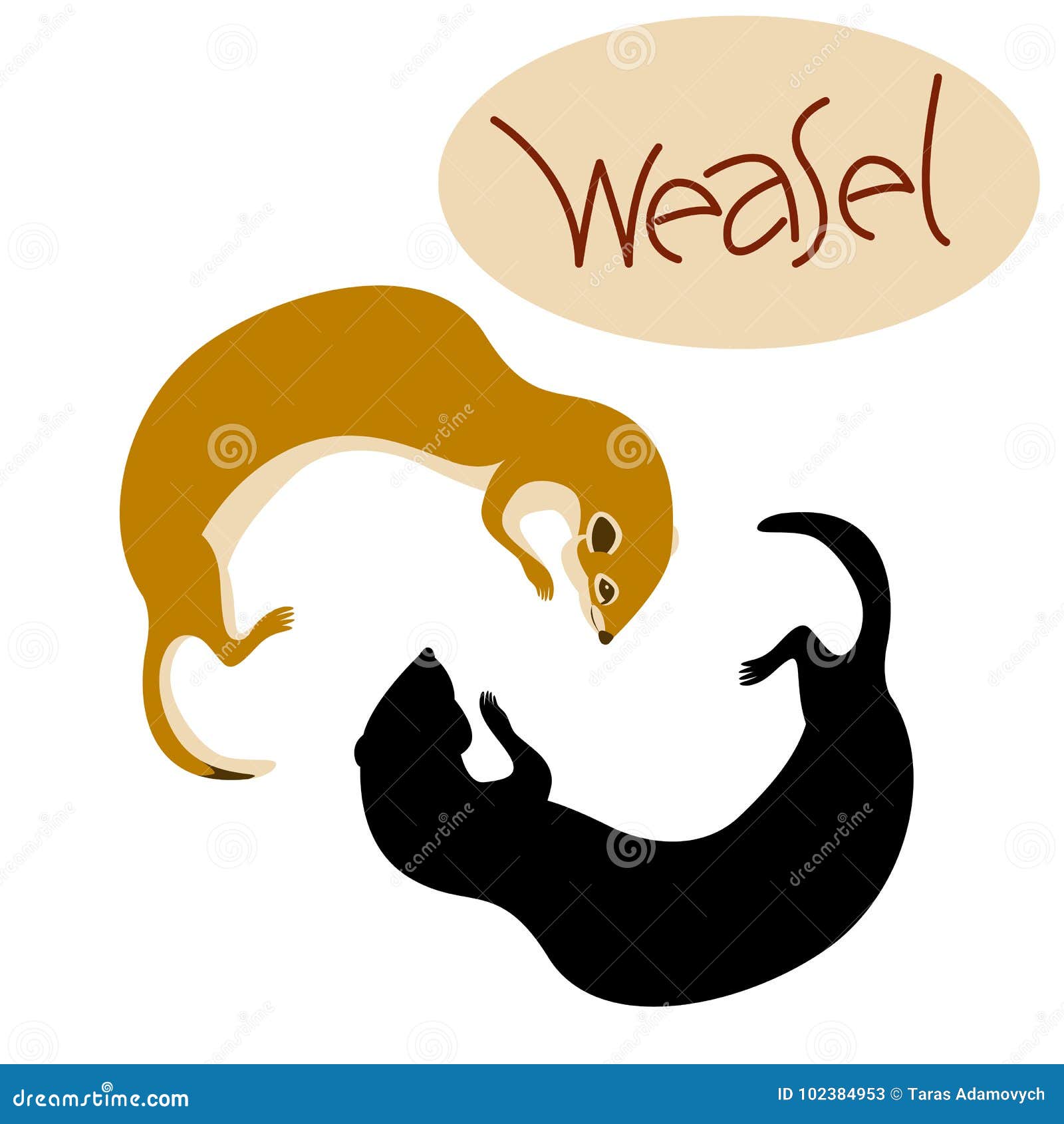 Weasel Vector Illustration Flat Style Profile Side Black Stock Vector ...