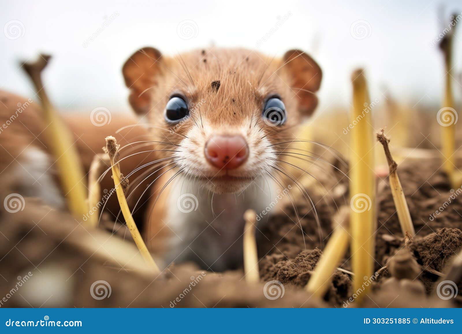 A Weasels Whiskers Twitching at the Mouth of a Burrow Stock Image ...
