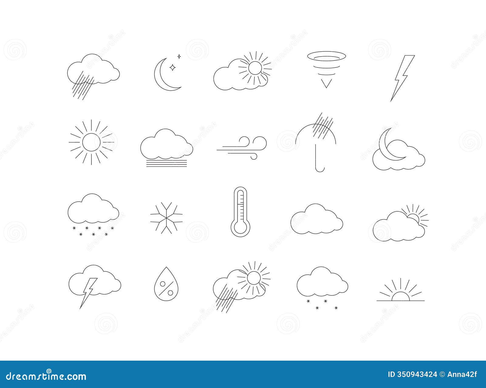Weather App Icons Linear Style Stock Illustration - Illustration of ...