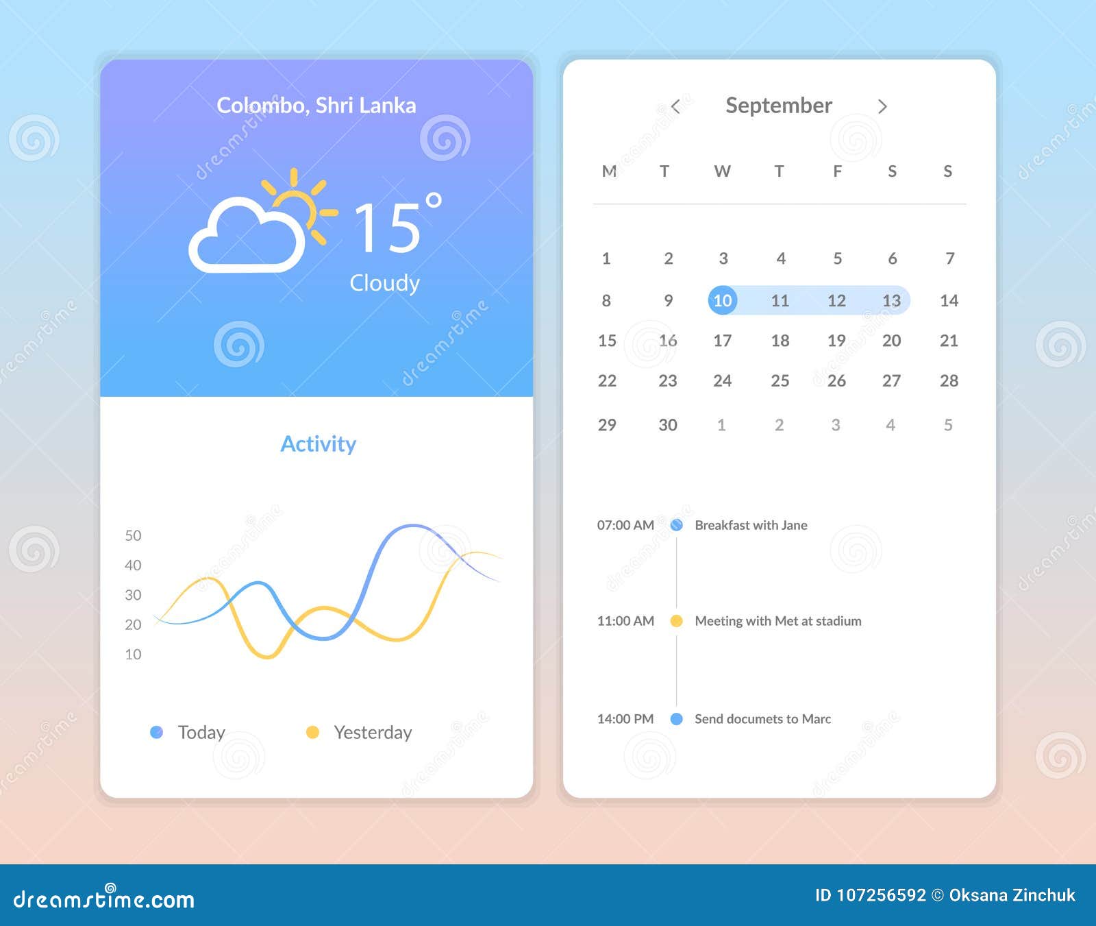Weather Application Screens Stock Vector - Illustration of background ...