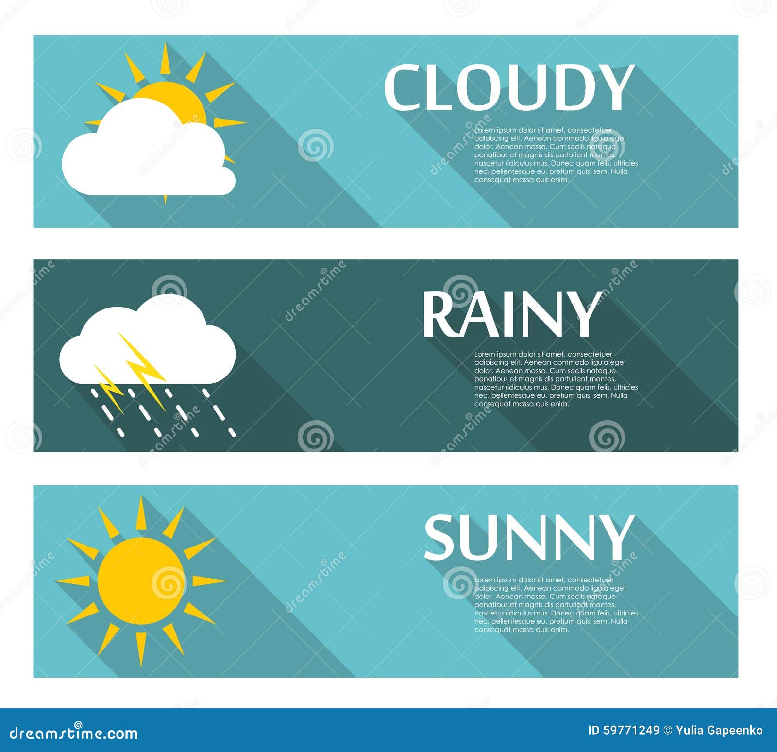 Weather Banners with Sun and Moon in Flat Style Stock Vector ...