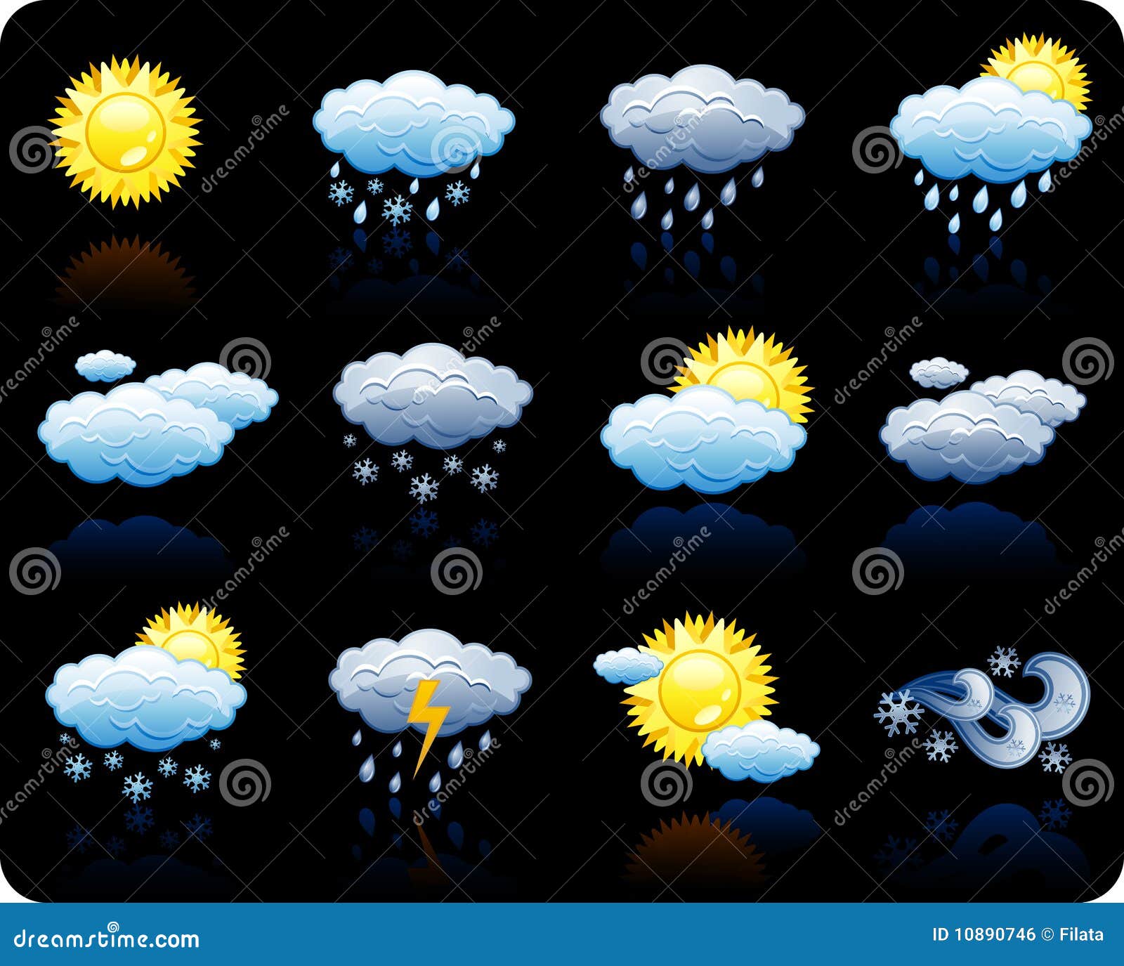 Weather_black Background Icon Set Stock Vector - Illustration of ...