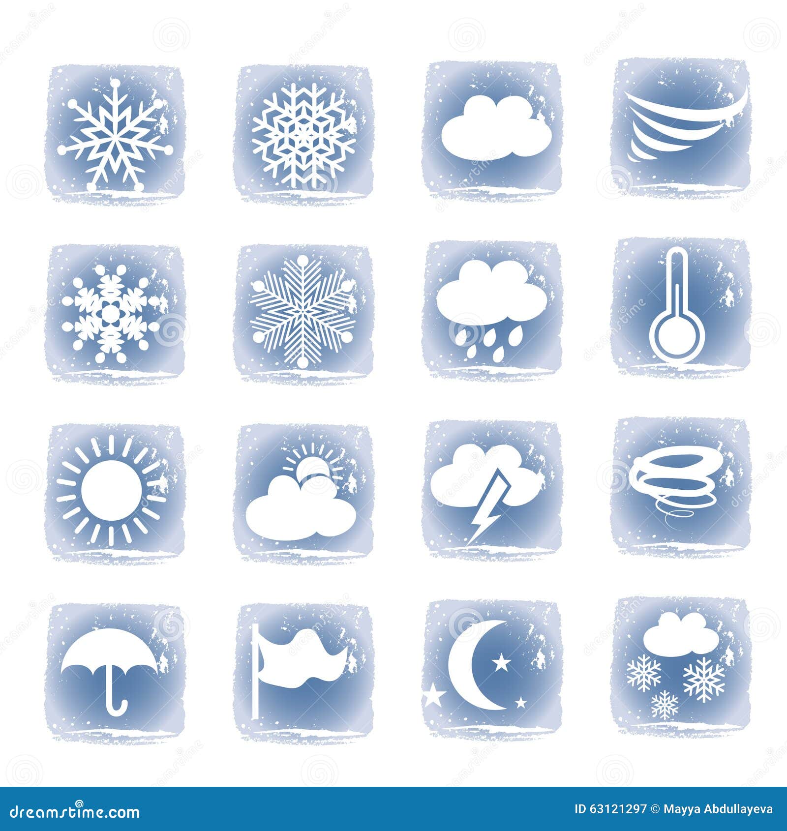 Weather blue icons set stock vector. Illustration of isolated - 63121297