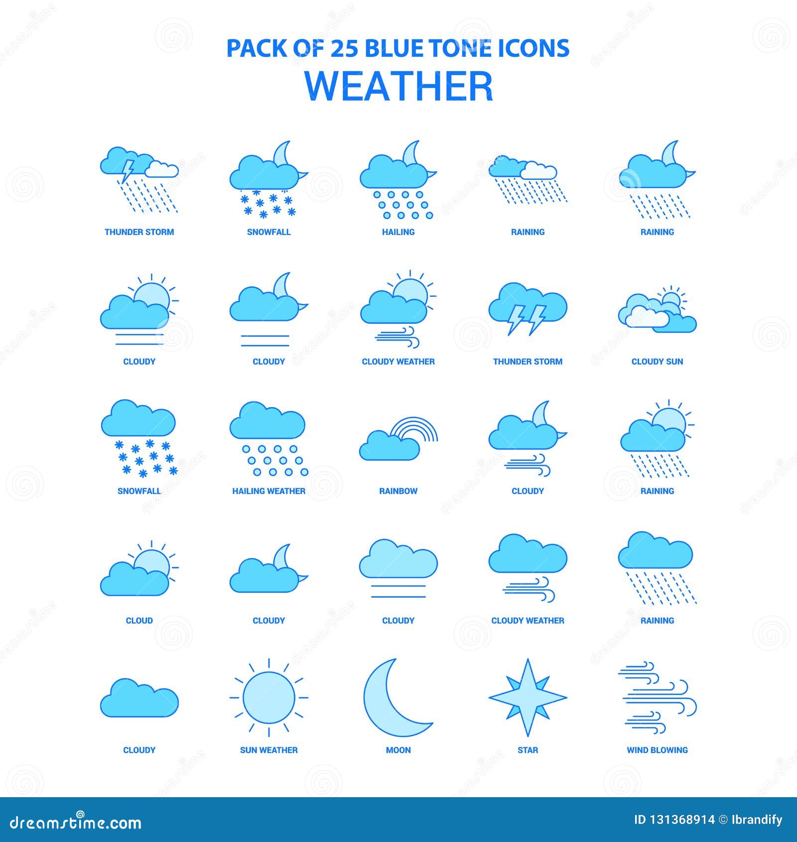 Weather Blue Tone Icon Pack - 25 Icon Sets Stock Vector - Illustration ...