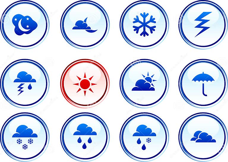 Weather buttons. stock vector. Illustration of meteorology - 12342565