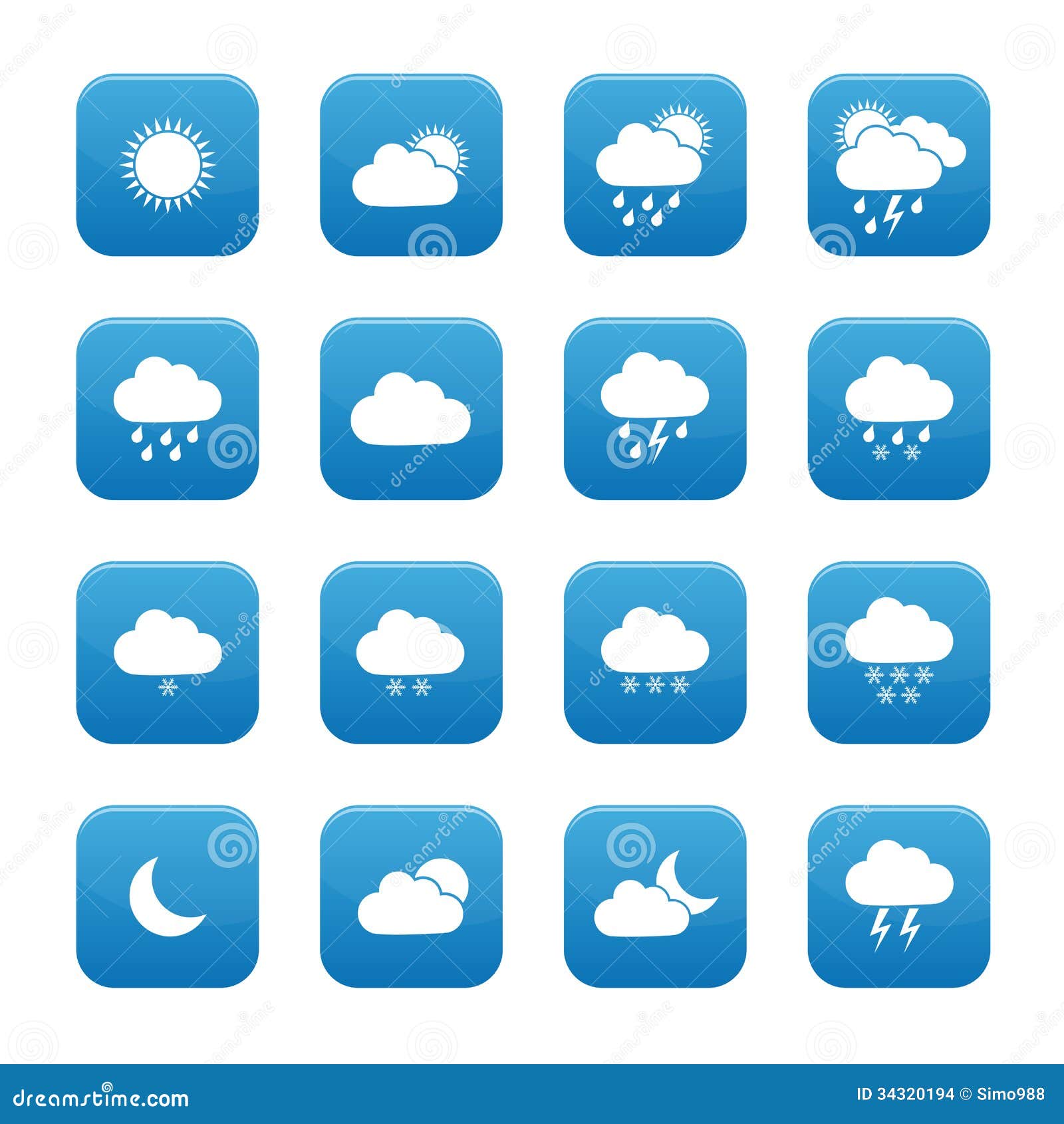Weather buttons stock vector. Illustration of icons, clear - 34320194
