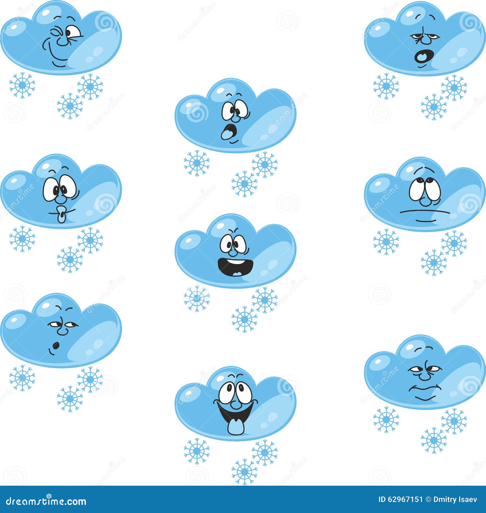 Weather Cartoon Snow Cloud Set 006 Stock Vector - Image: 62967151