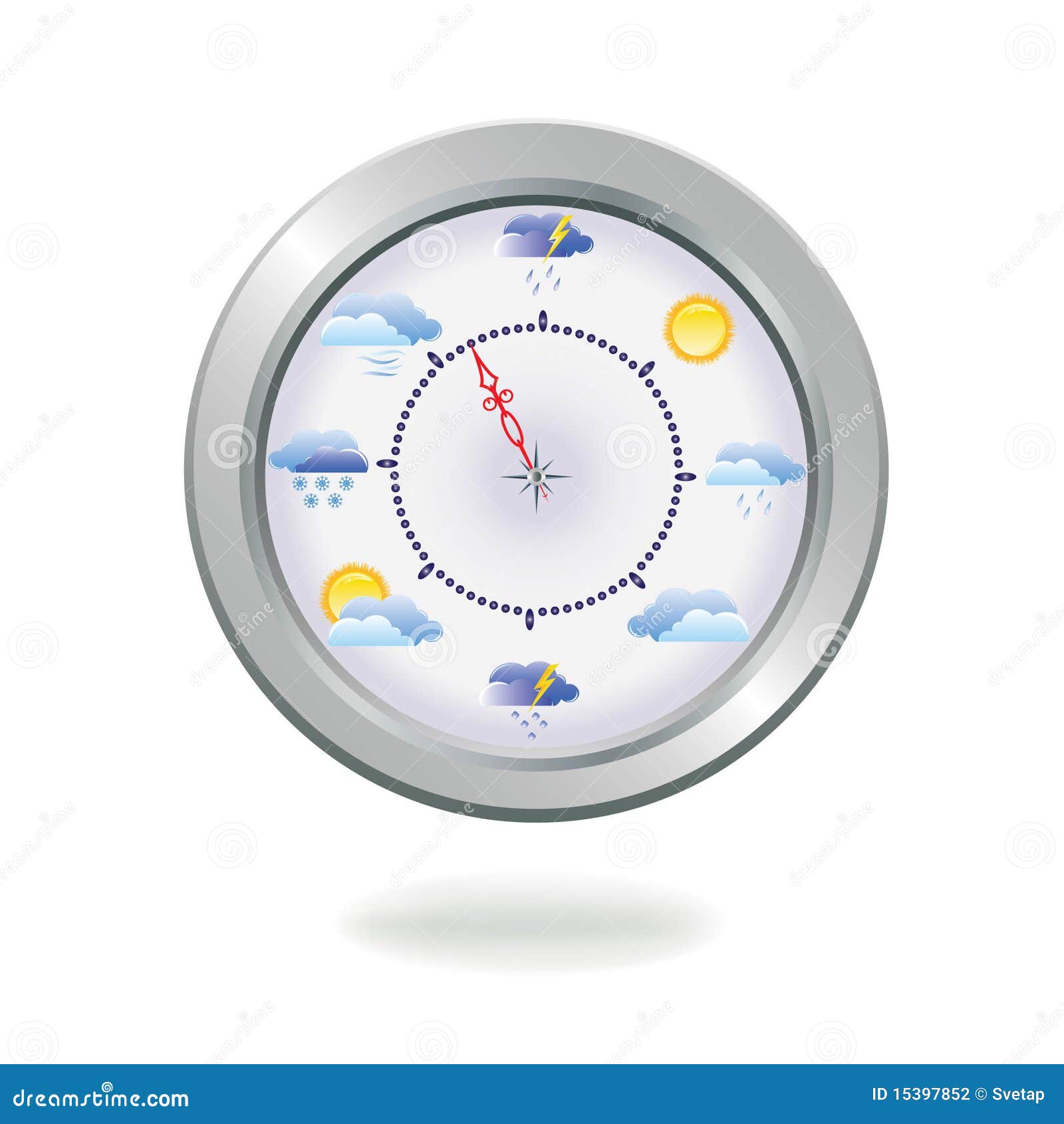 Weather Clock, Illustration. Stock Vector - Illustration of clock, blue ...