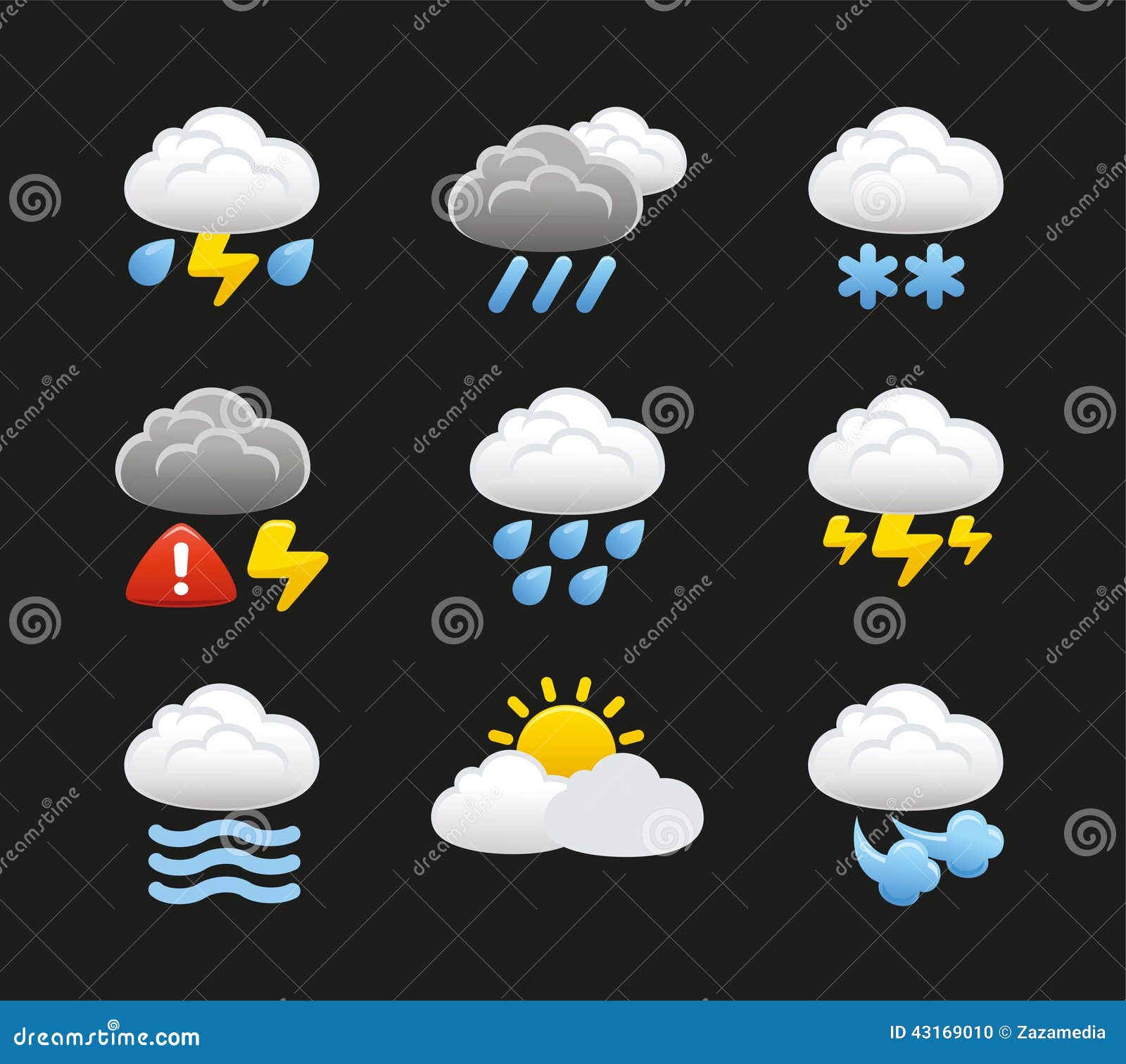Weather with Clouds Icons stock illustration. Illustration of stormy ...