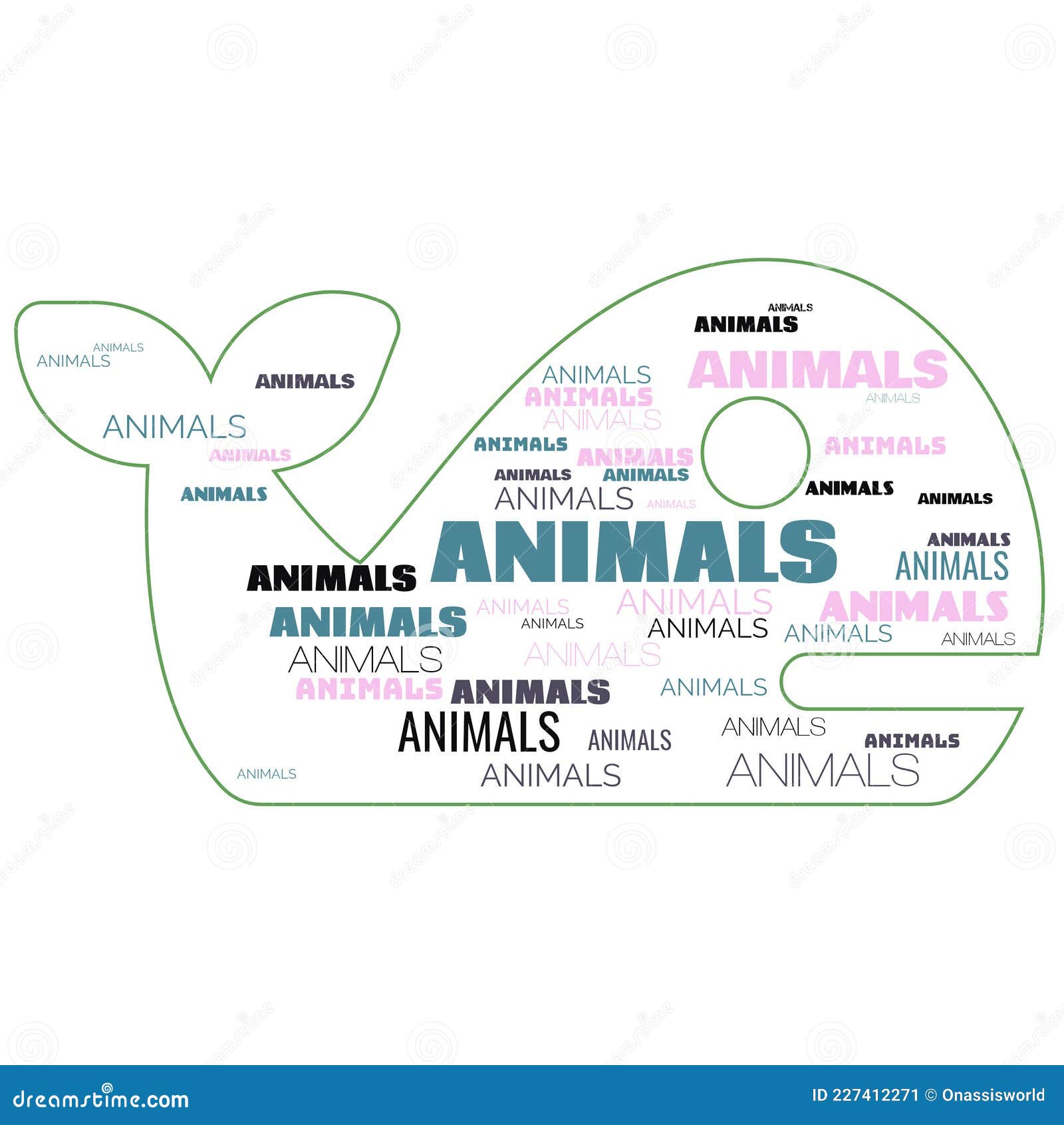 Animals Cutouts Shapes Abstract Text Stock Illustration - Illustration ...