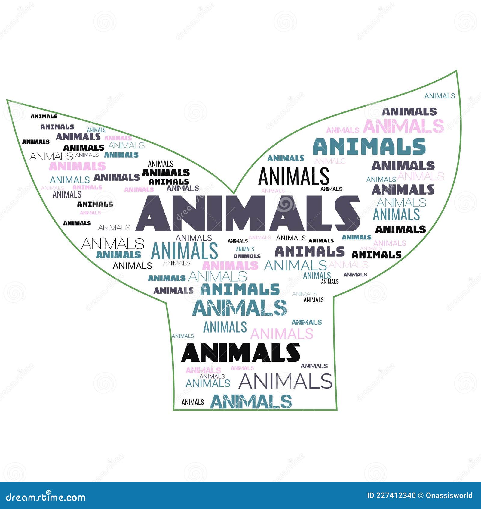 Animals Cutouts Shapes Abstract Text Stock Illustration - Illustration ...