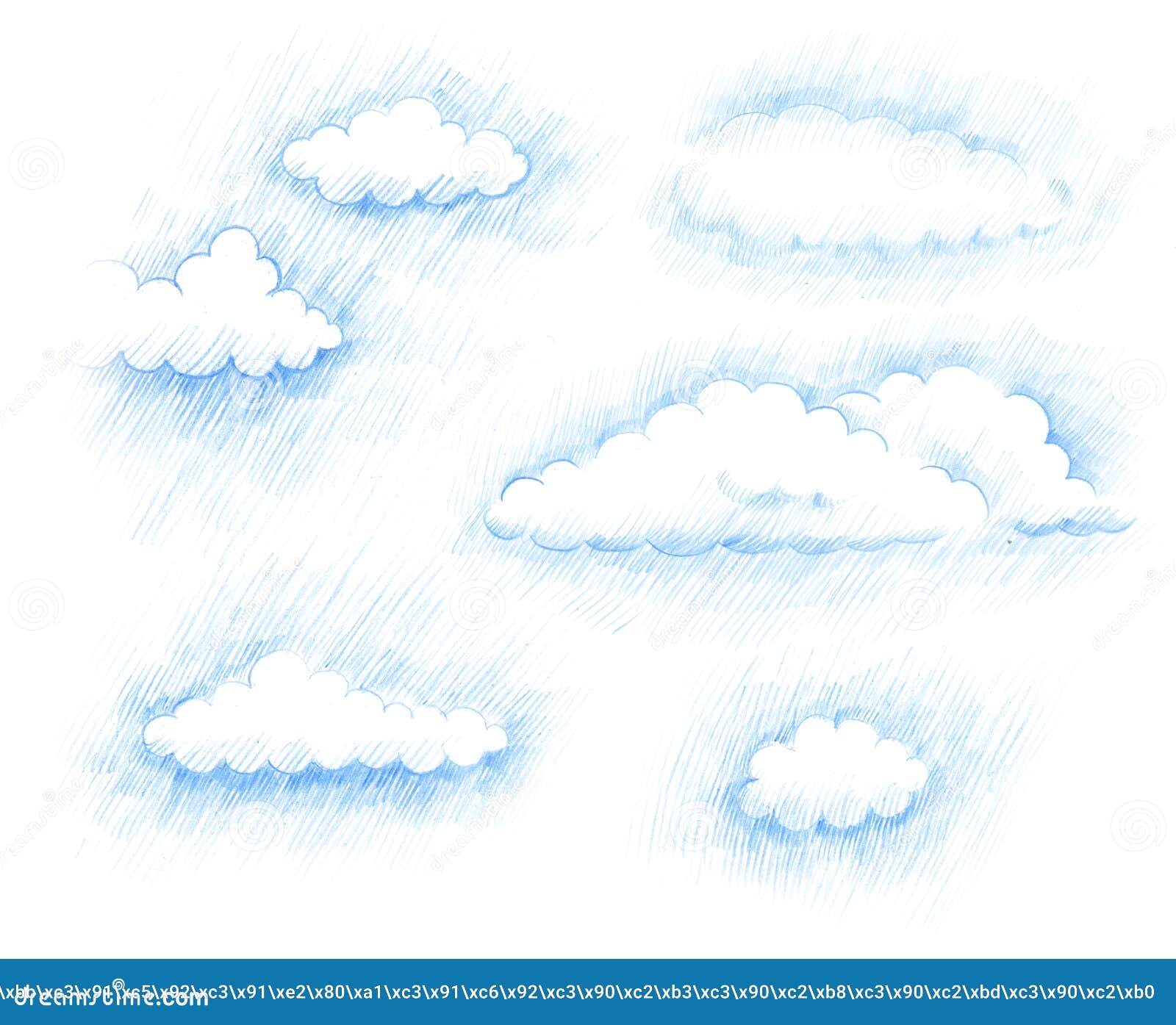 Weather. Cloudy. Clouds Isolated on a White Background. Sketch Stock ...