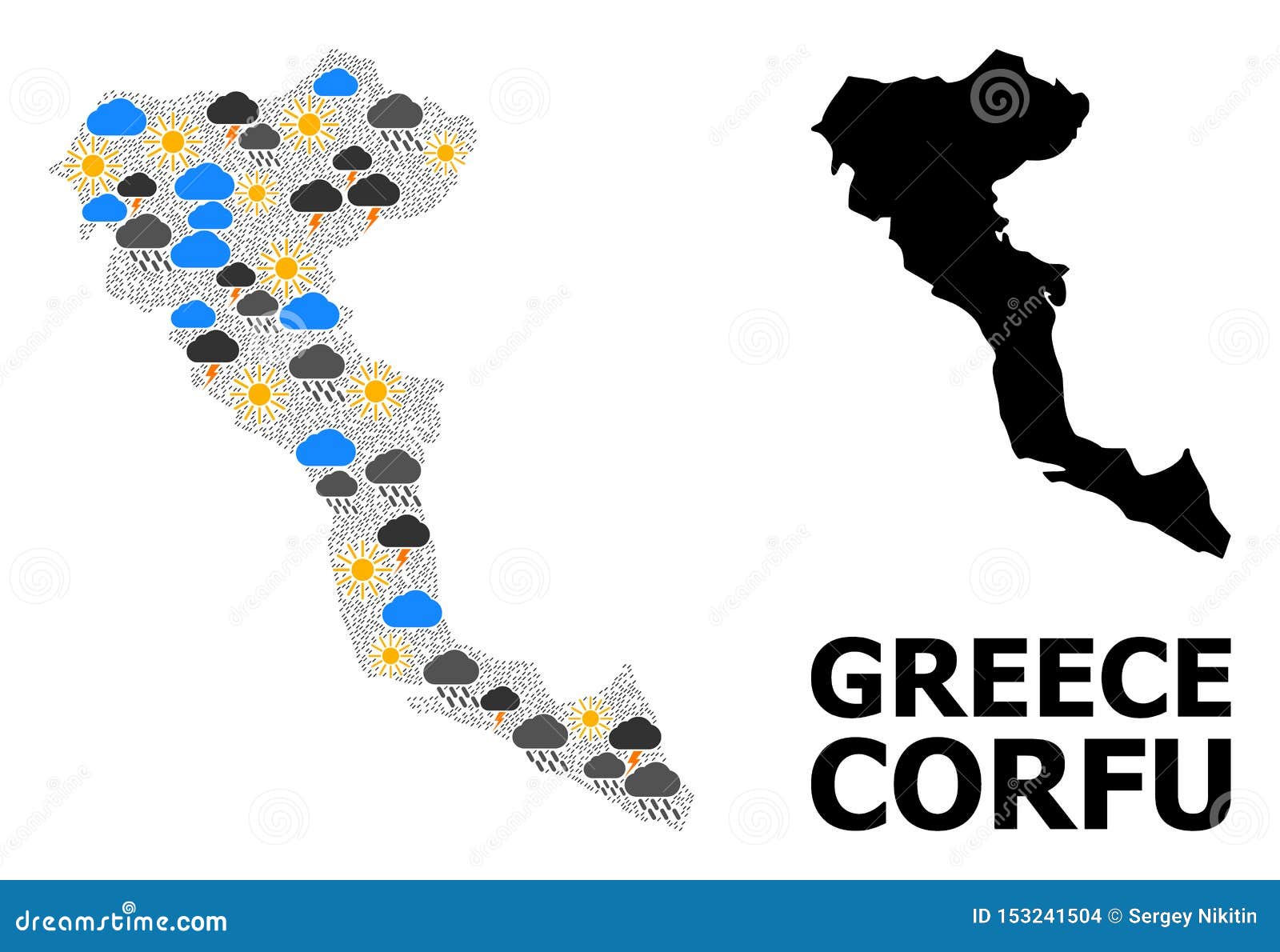 Weather Collage Map of Corfu Island Stock Illustration - Illustration ...
