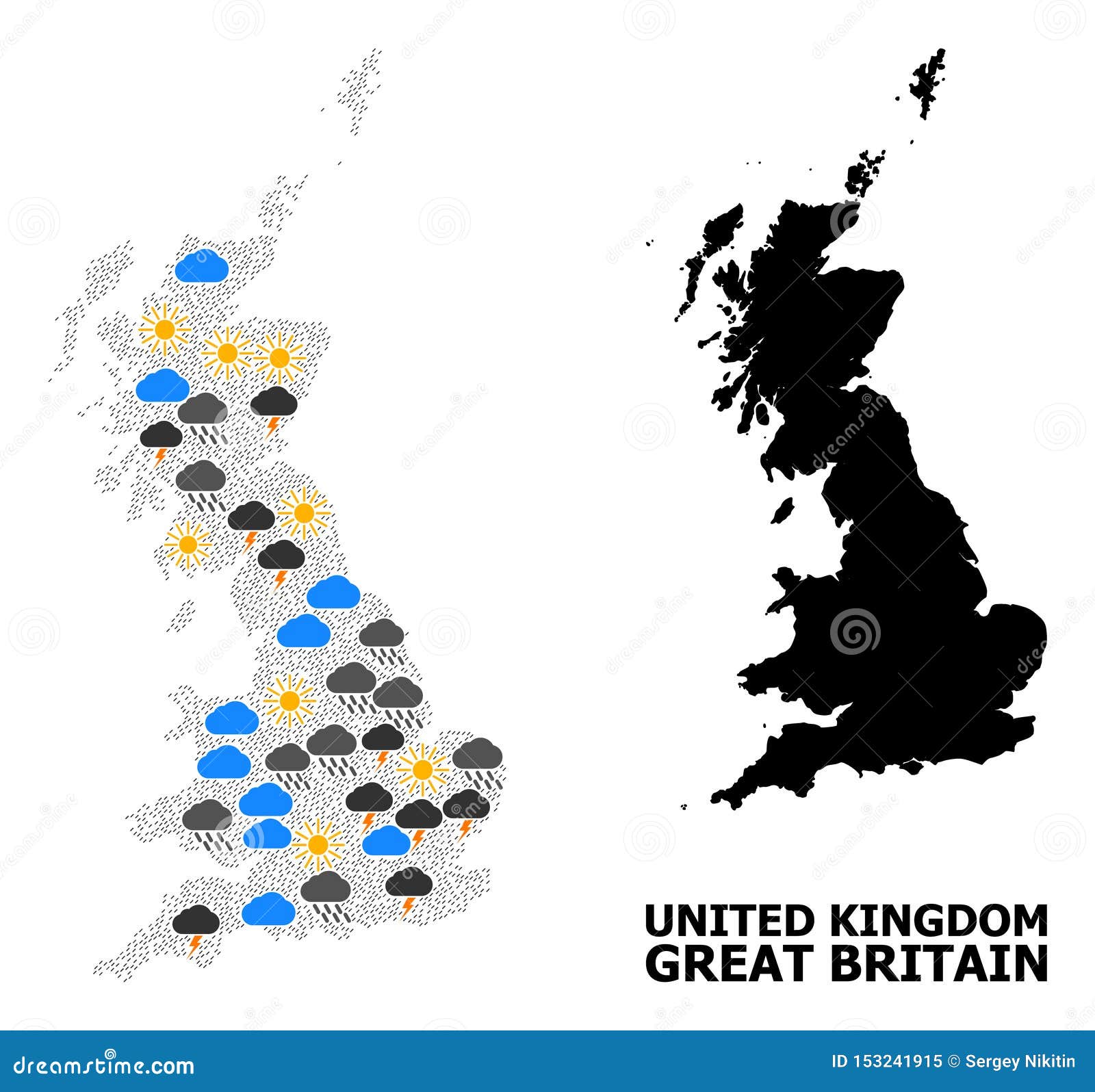 Weather Collage Map of Great Britain Stock Illustration - Illustration ...