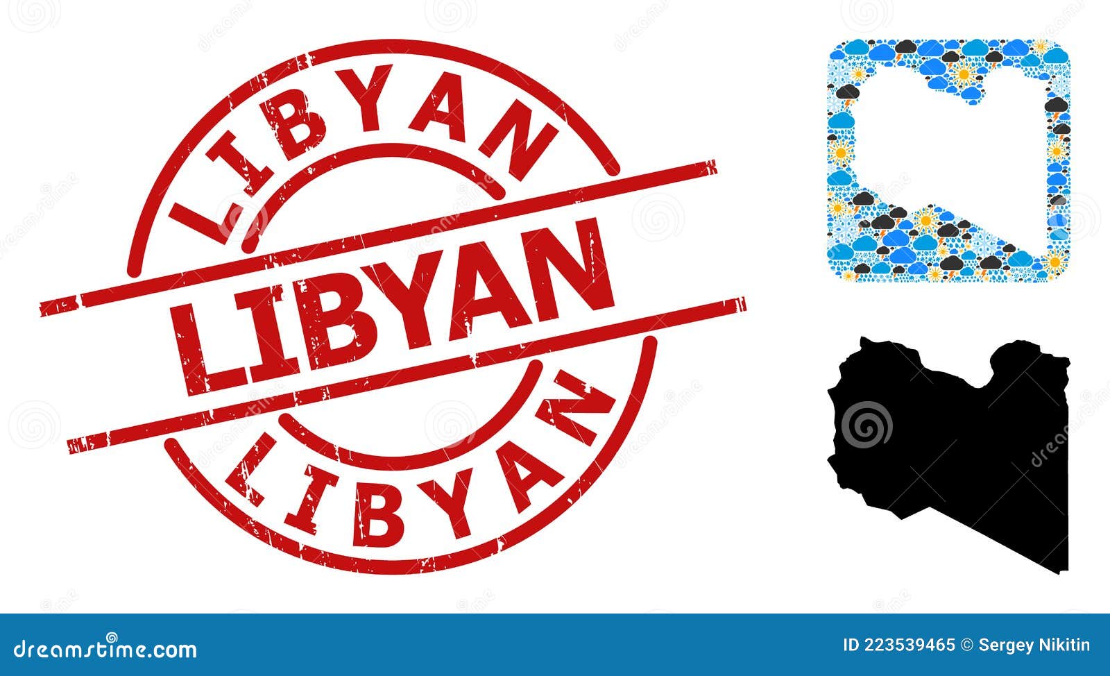Textured Libyan Badge and Stencil Weather Mosaic Map of Libya Stock ...