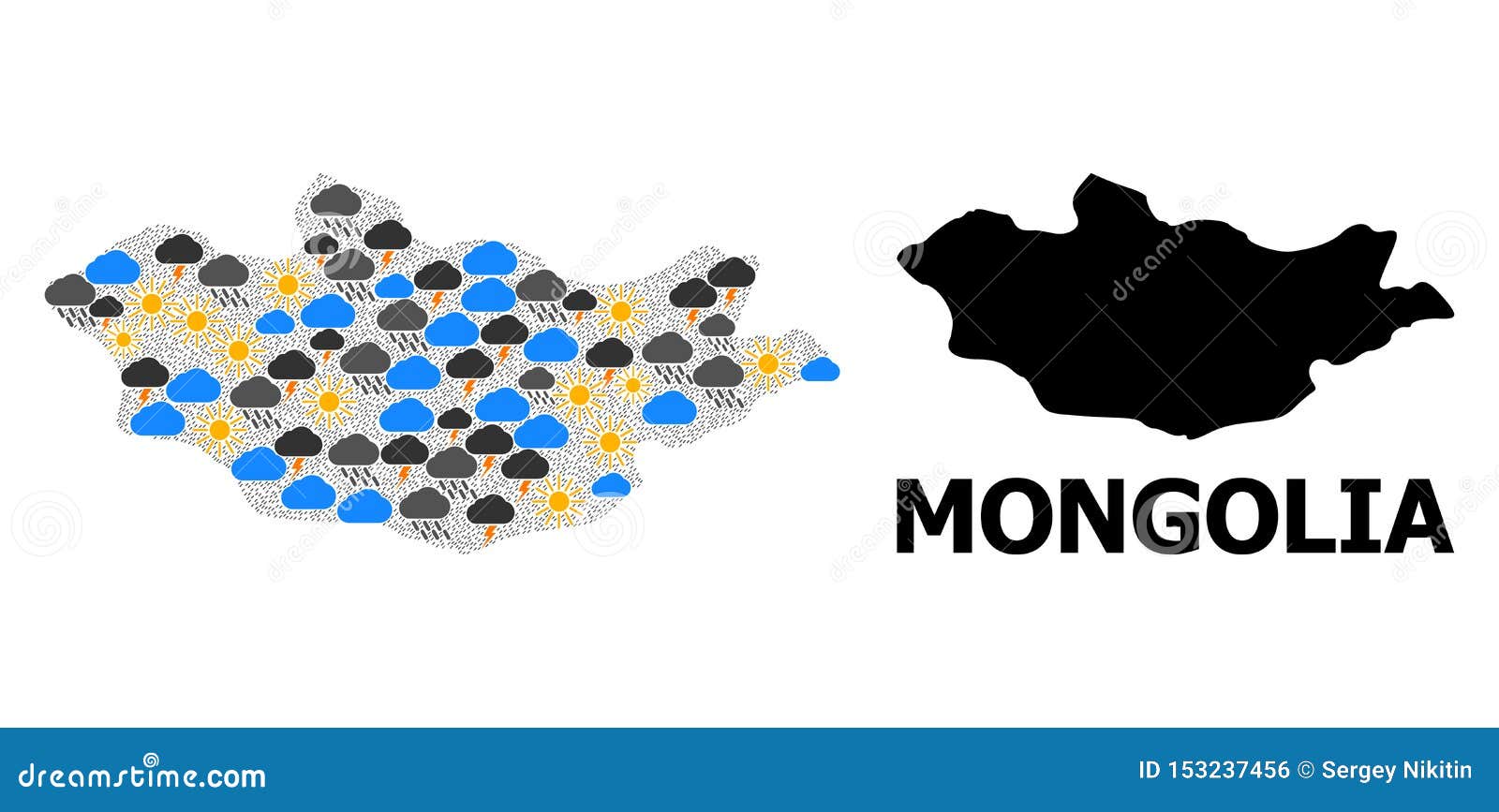 Weather Collage Map of Mongolia Stock Illustration - Illustration of ...