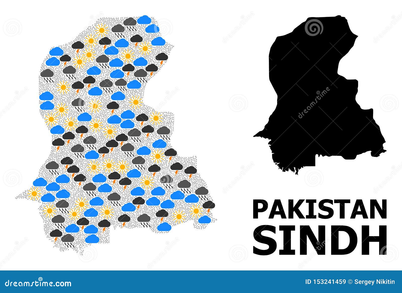 Weather Collage Map of Sindh Province Stock Illustration - Illustration ...