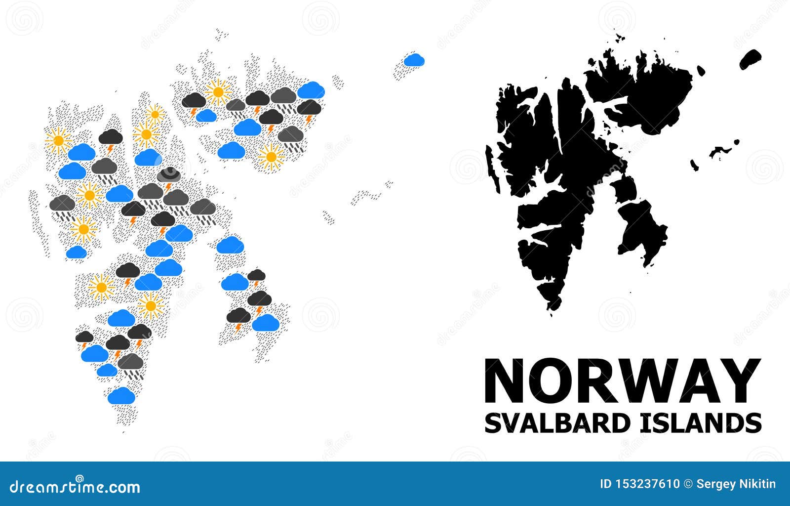 Weather Collage Map of Svalbard Islands Stock Illustration ...