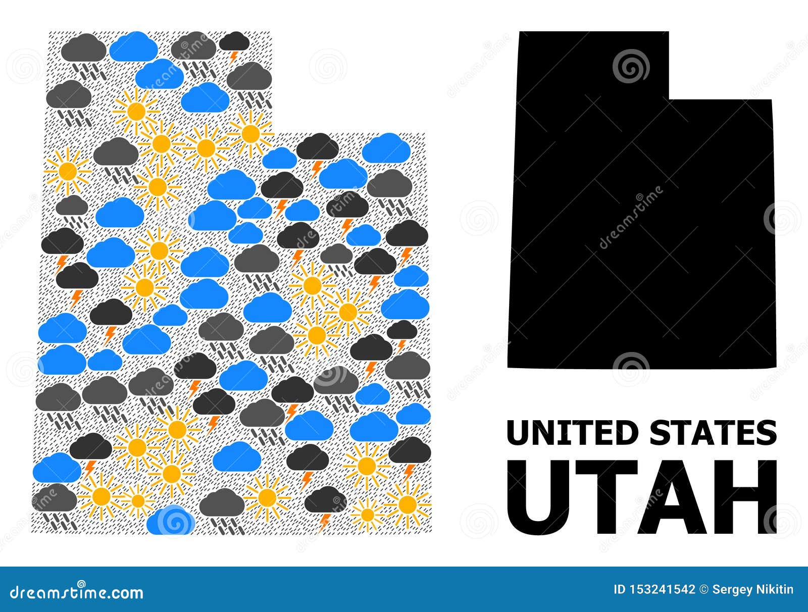 Weather Collage Map of Utah State Stock Illustration - Illustration of ...