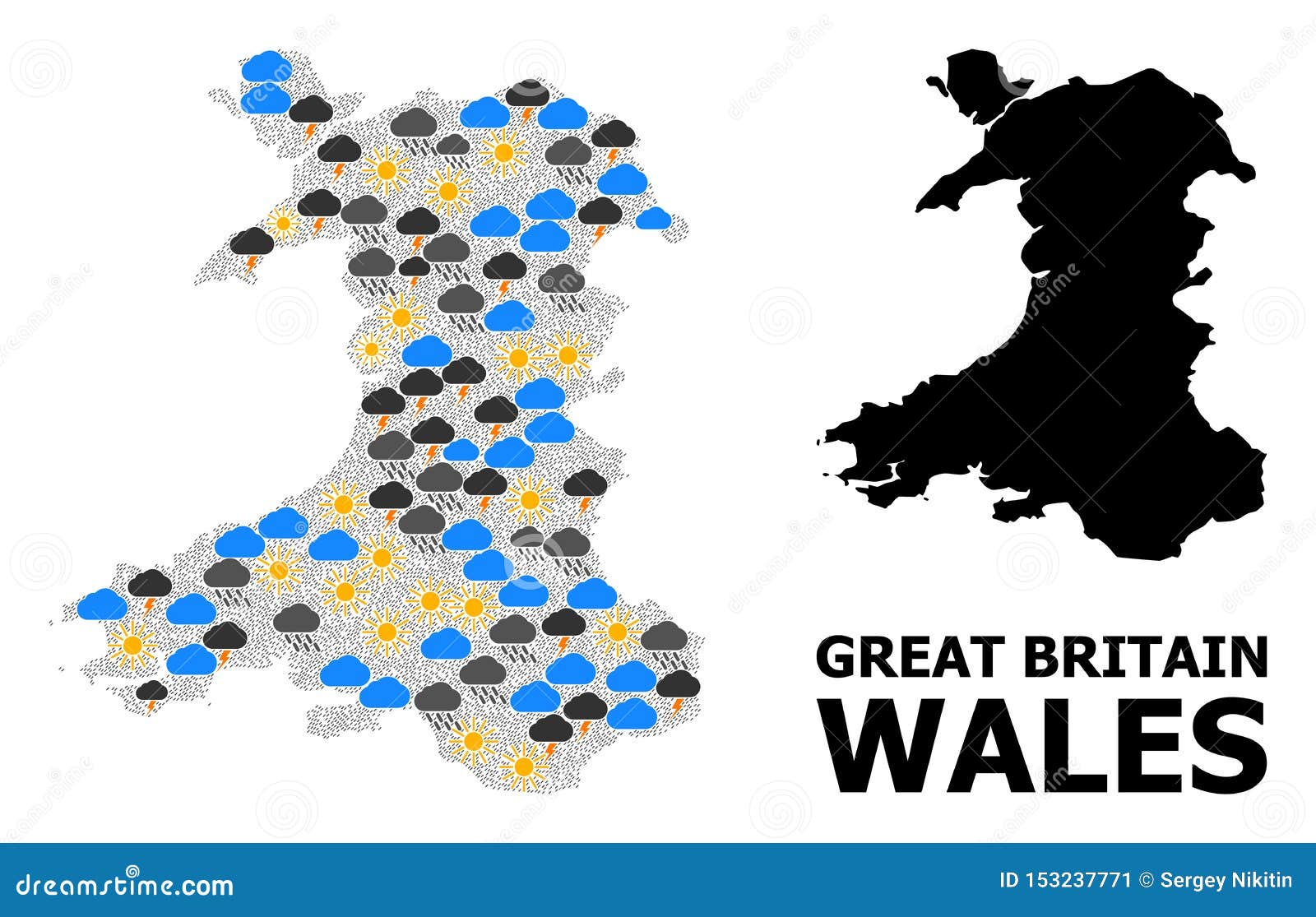 Weather Collage Map of Wales Stock Illustration - Illustration of ...