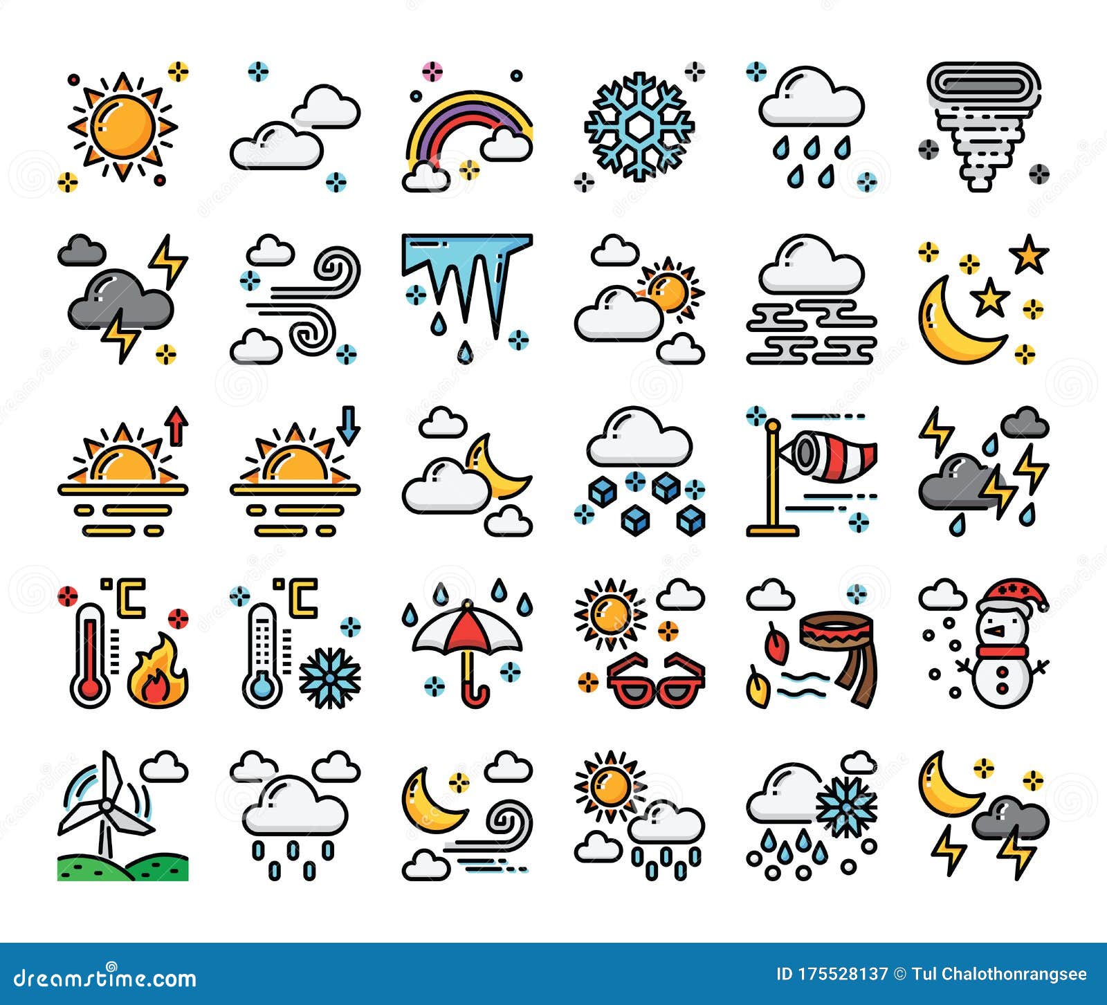 Weather Color Icons Set. Collection Of Modern Flat Symbols. Meteorology ...