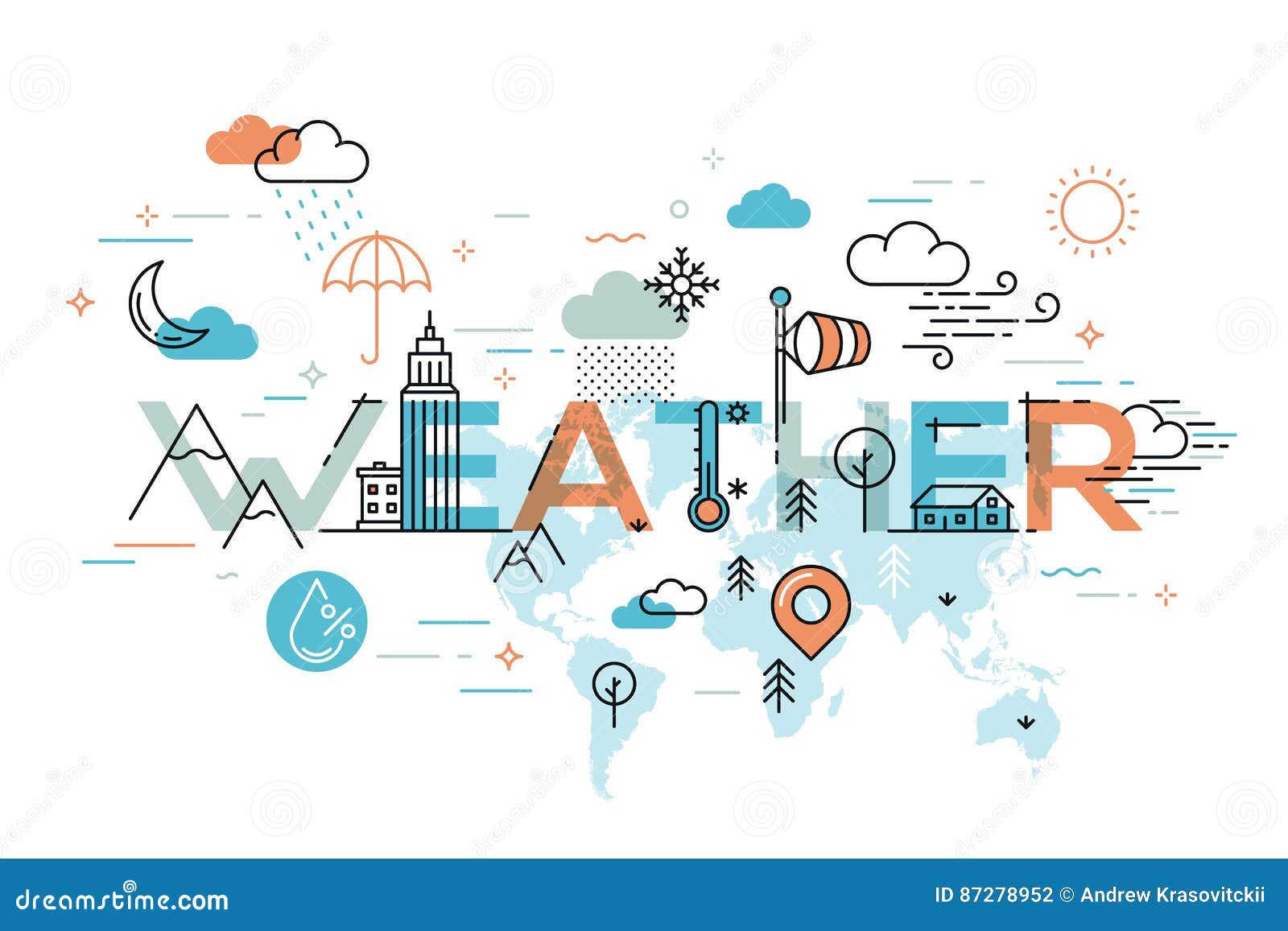 Weather Concept with Vector Icons and Elements. Stock Vector ...