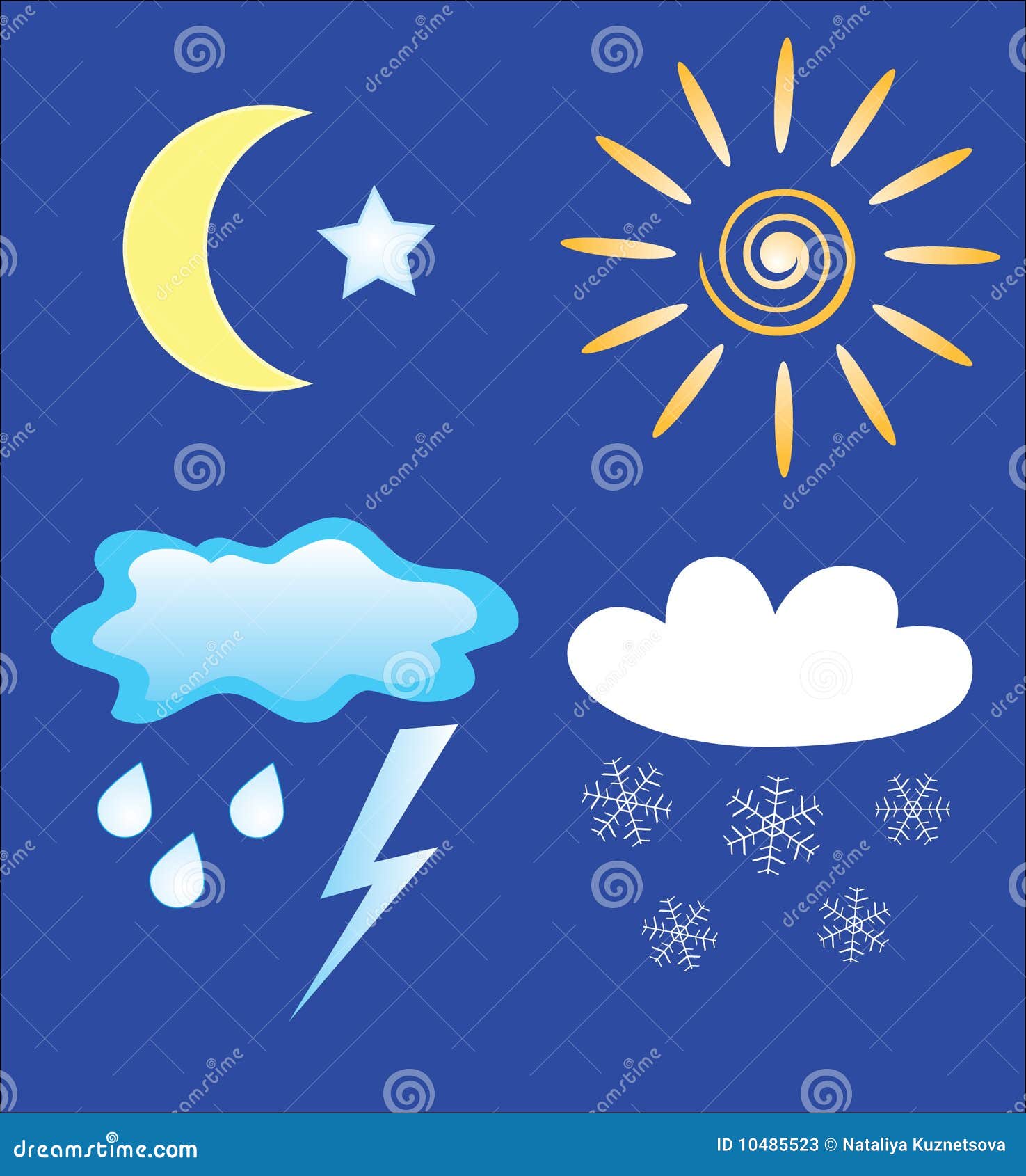 Weather and Day and Night Icons Stock Illustration - Illustration of ...