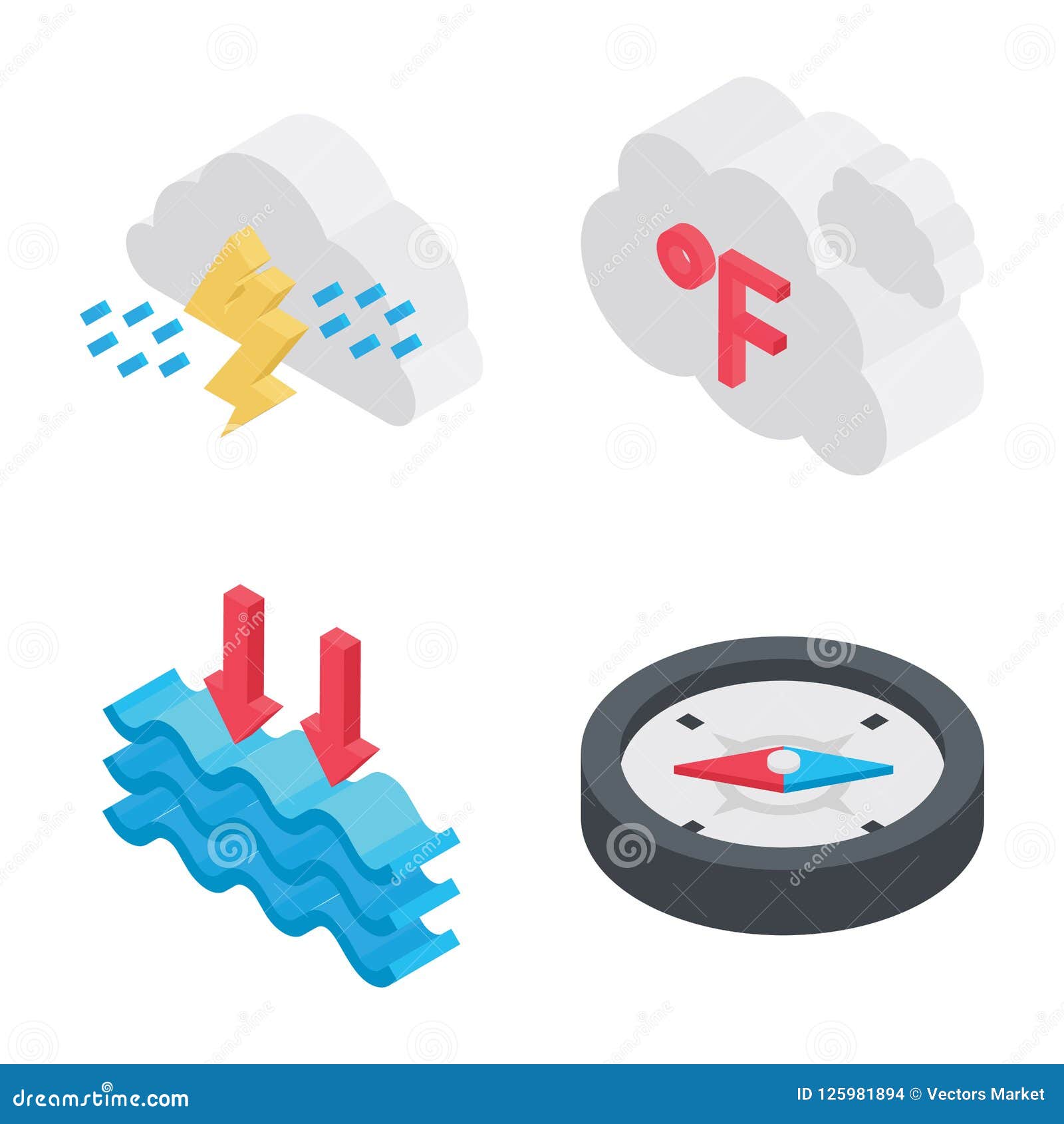 Weather elements icons stock illustration. Illustration of mist - 125981894