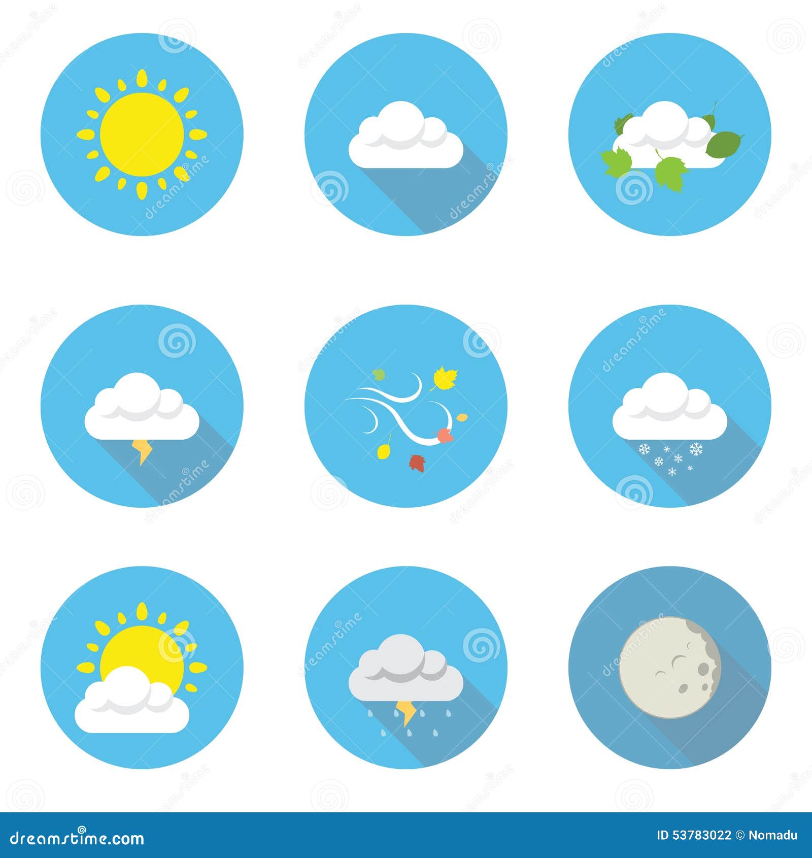 Weather Flat Design Icons stock vector. Illustration of snow - 53783022