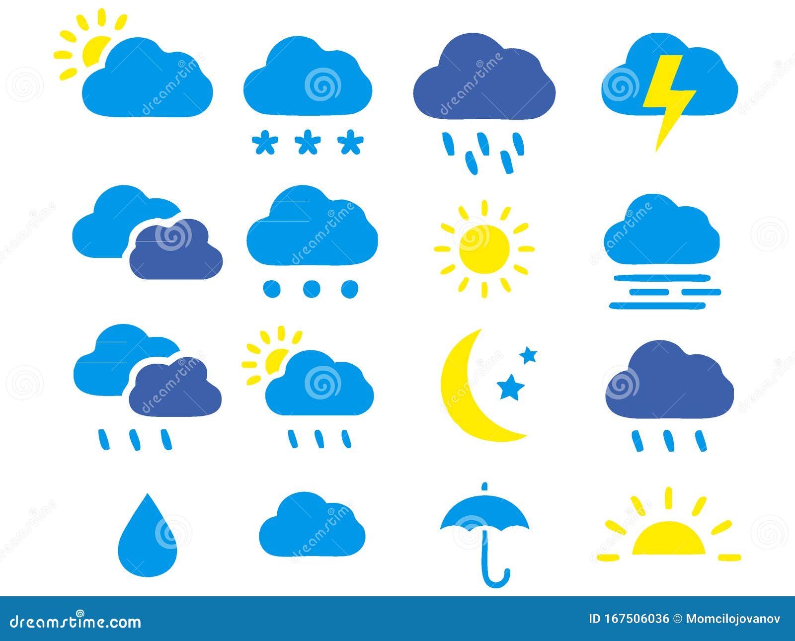Weather Forecast App Icons Set Stock Vector - Illustration of weather ...