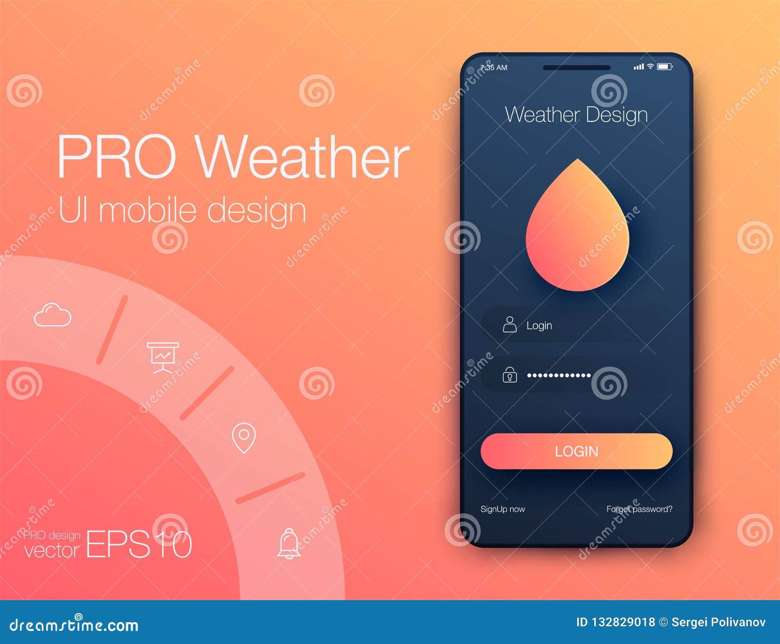 Weather Forecast App Ux Ui Design. Stock Vector Stock Vector ...