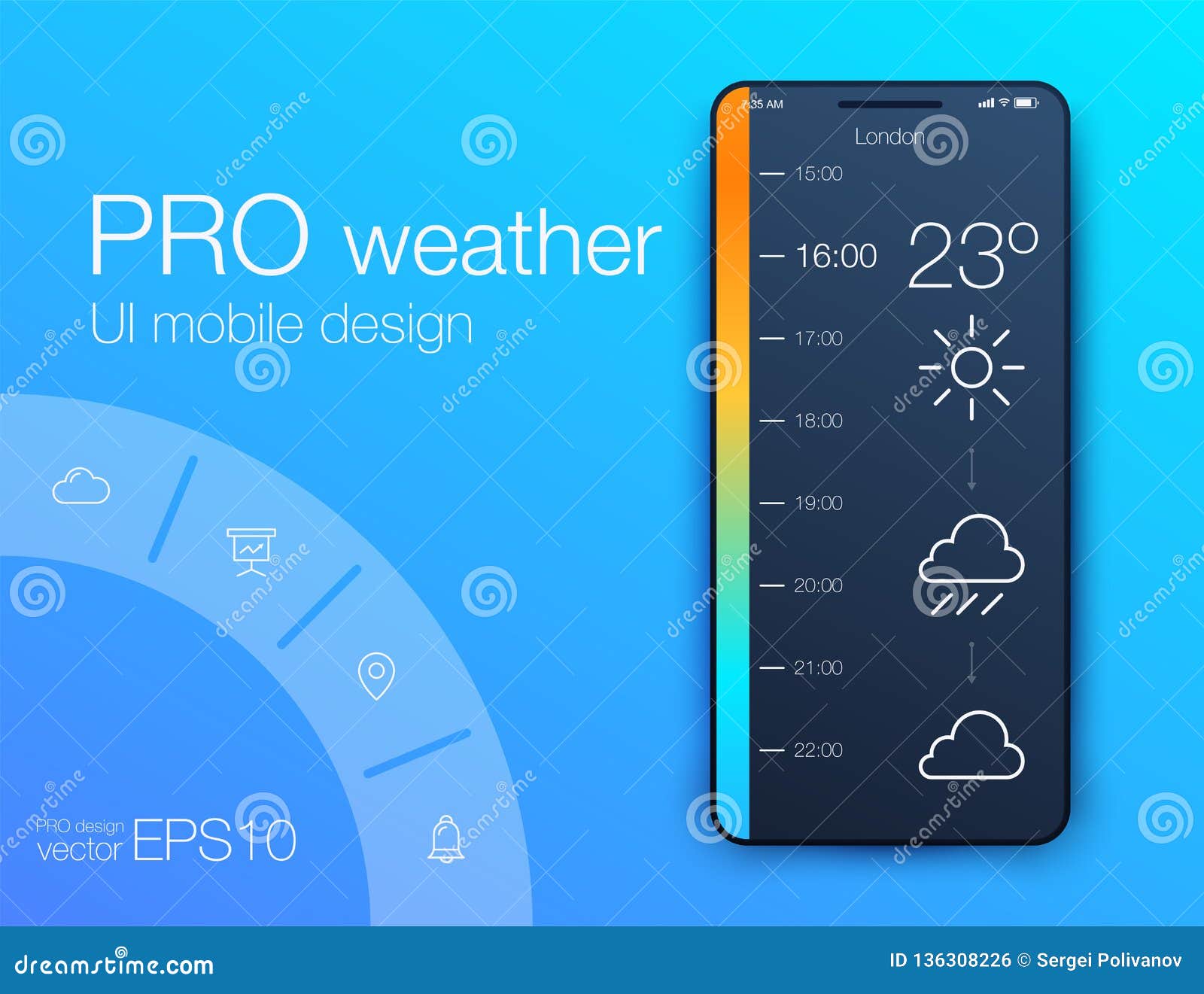 Weather Forecast App Ux Ui Design. Stock Vector Stock Vector ...