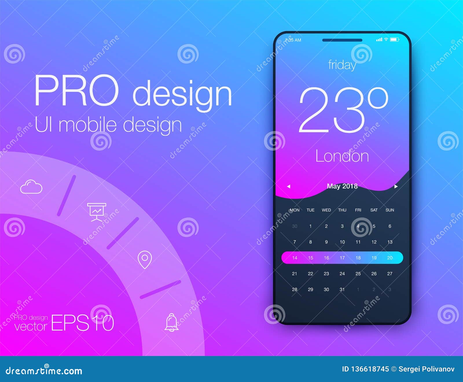 Weather Forecast App Ux Ui Design. Stock Vector Stock Vector ...