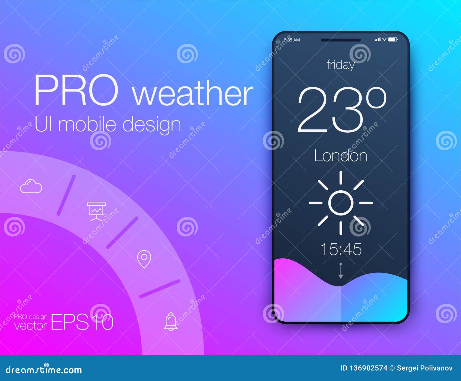 Weather Forecast App Ux Ui Design. Stock Vector Stock Vector ...