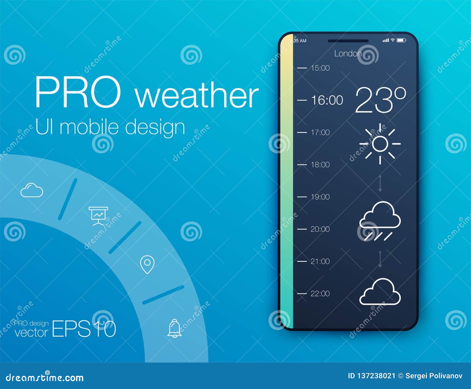 Weather Forecast App Ux Ui Design. Stock Vector Stock Vector ...