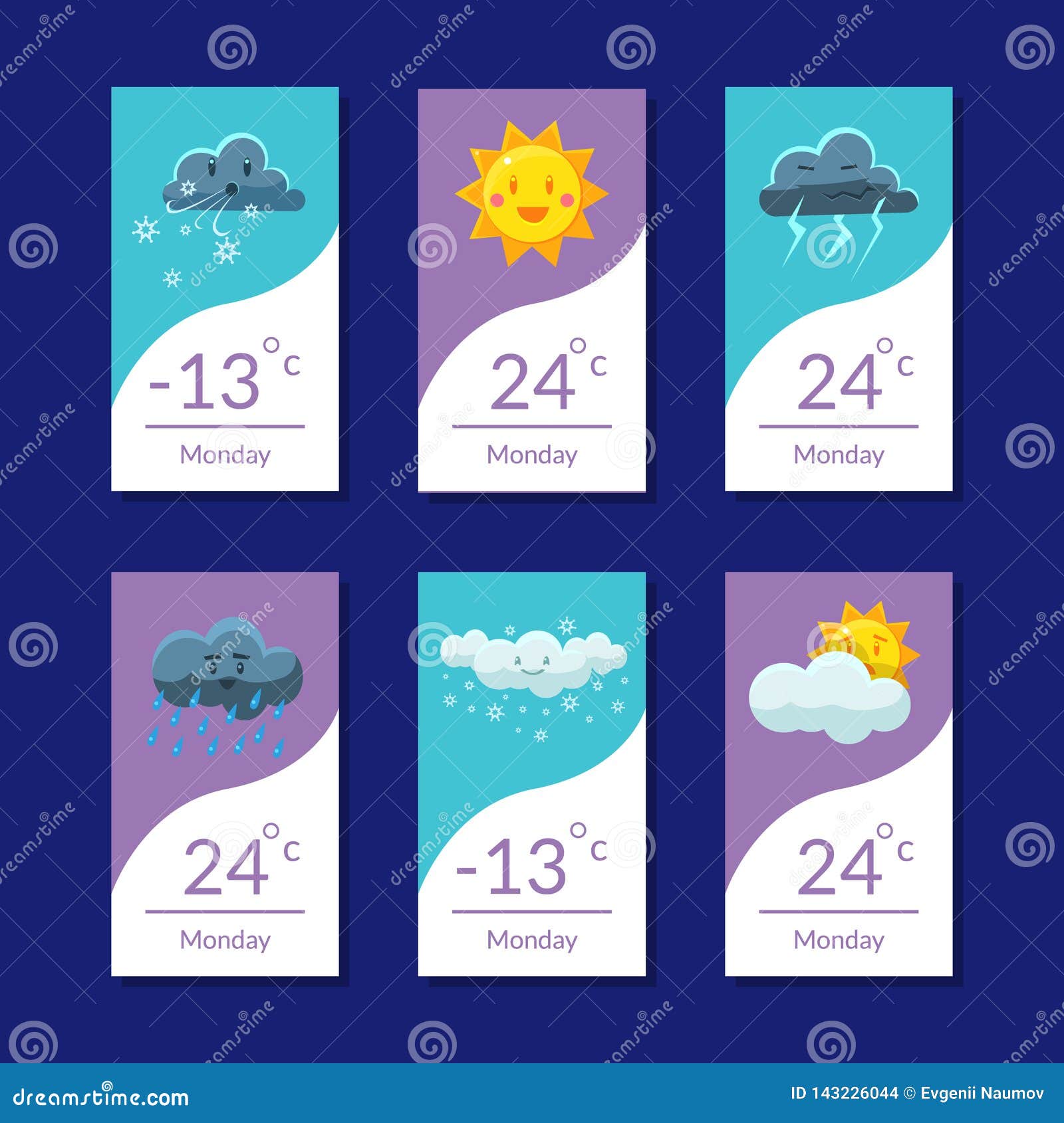 Weather Forecast Banners Set, Temperature, Cloudy, Precipitations Page ...