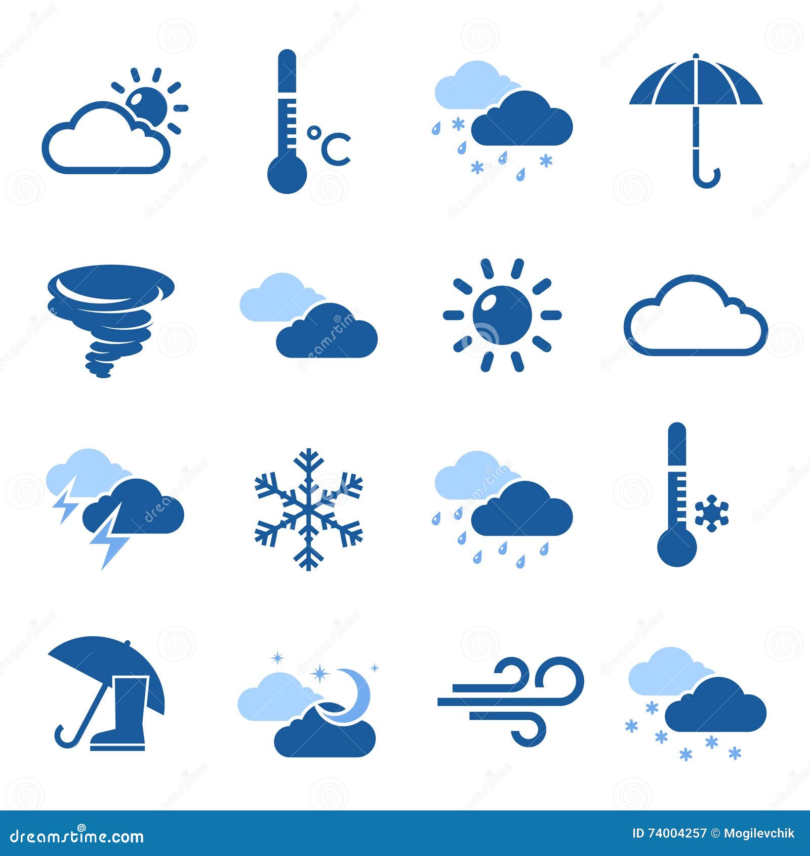 Weather Forecast Blue Icon Set Stock Vector - Illustration of ...