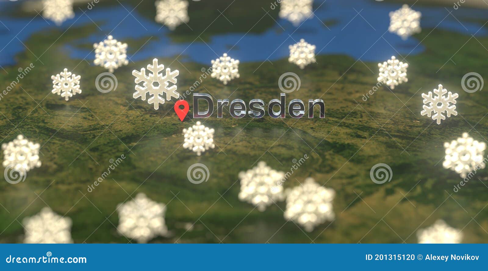 Dresden City and Snowy Weather Icon on the Map, Weather Forecast ...