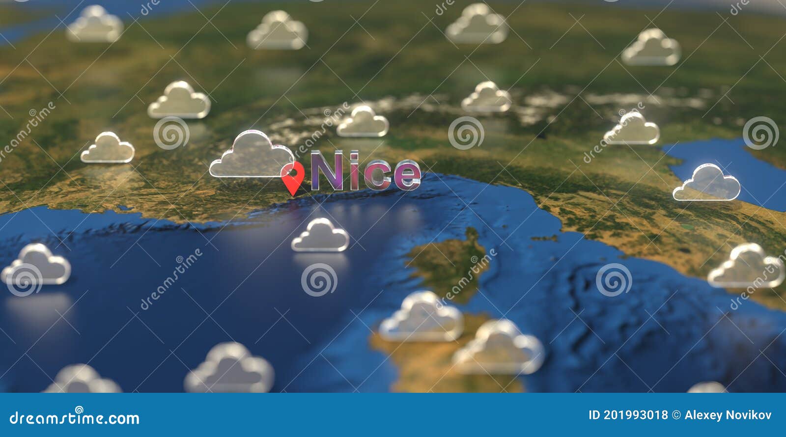 Nice City and Cloudy Weather Icon on the Map, Weather Forecast Related ...