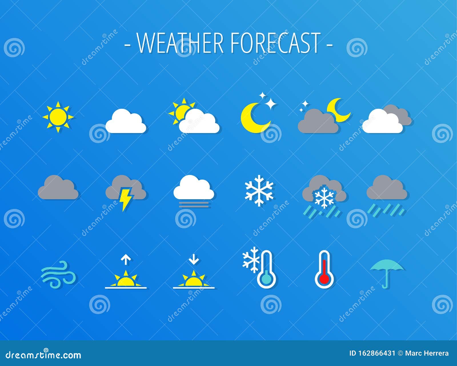 Weather Forecast Climate Vector Set Stock Vector - Illustration of moon ...