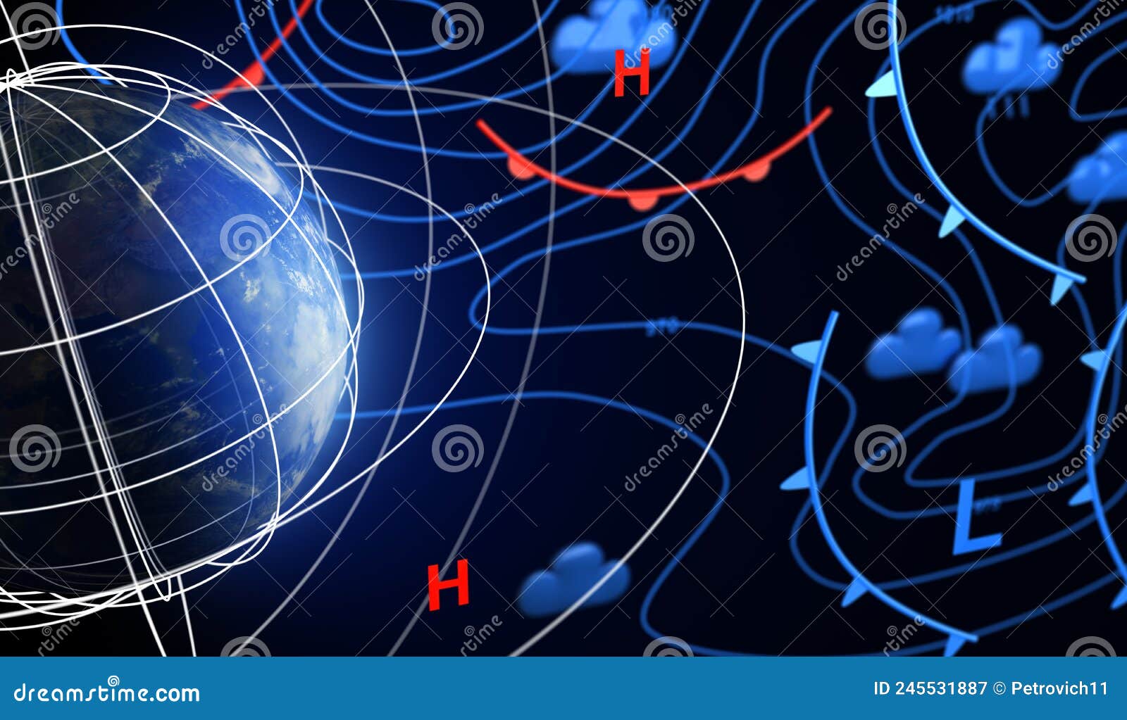 Earth with Lines and Weather Map. Stock Illustration - Illustration of ...