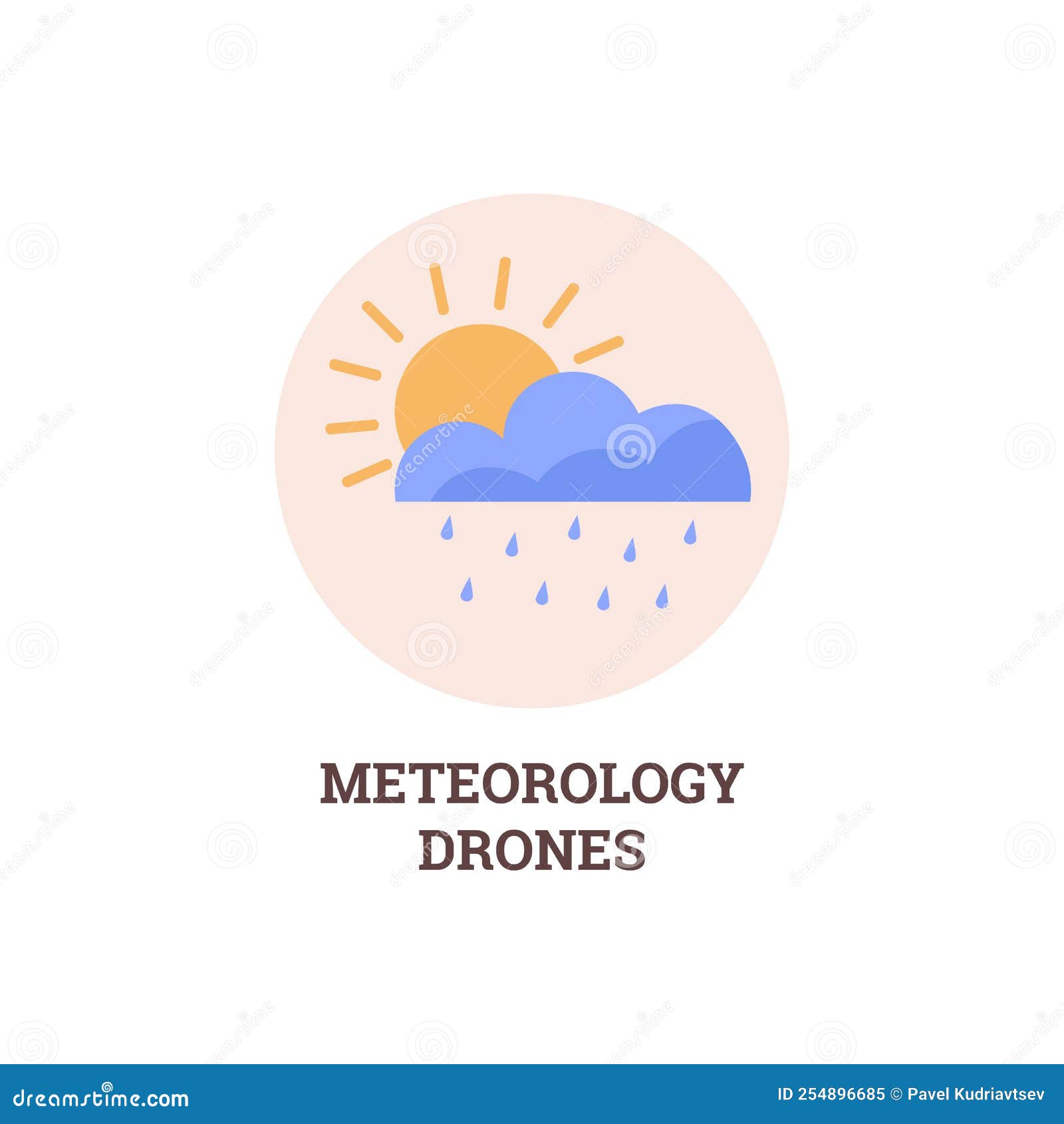 Weather Forecast Icon with Concept of Meteorology Drones, Flat Vector ...