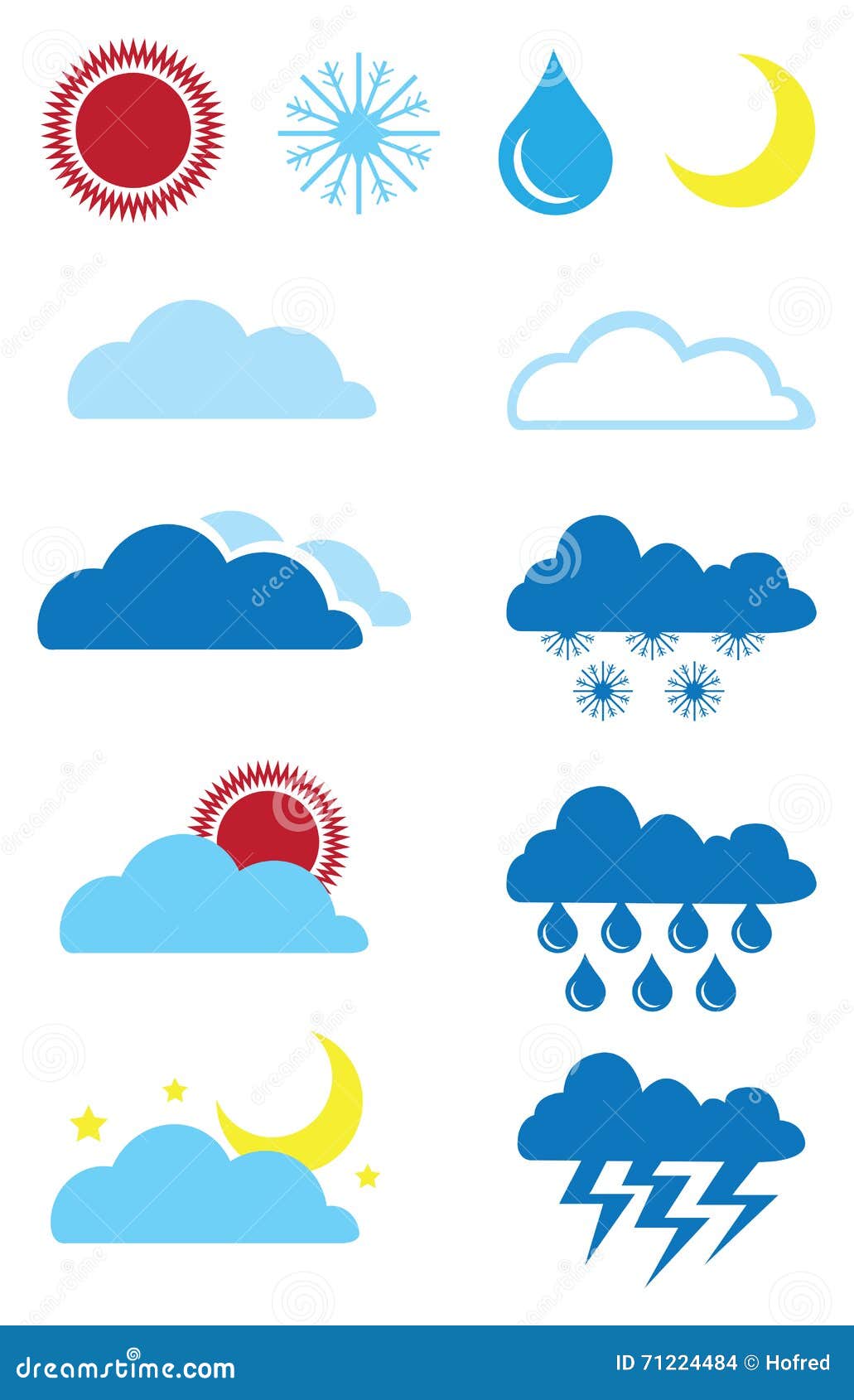 Weather Forecast Icon Set stock vector. Illustration of blue - 71224484