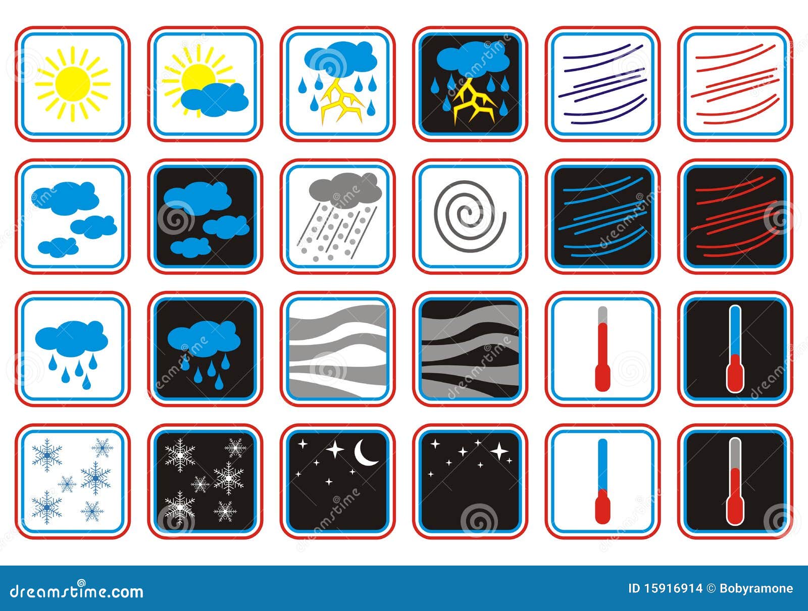 Weather Forecast Icons Day and Night Stock Vector - Illustration of ...